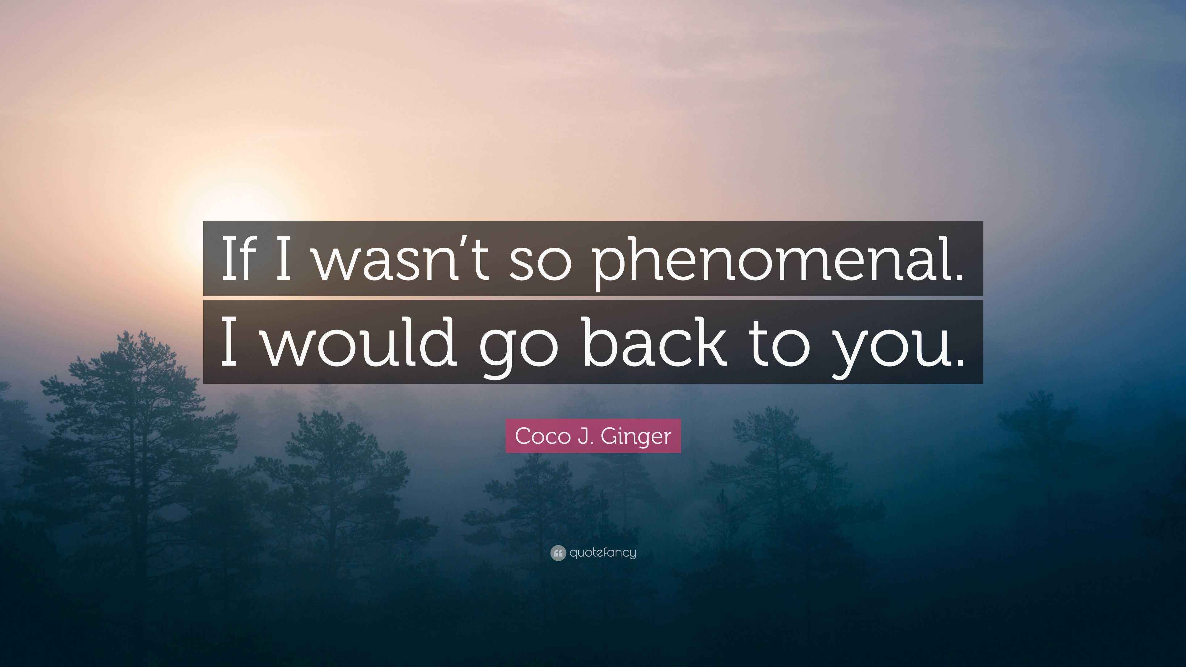 Coco J. Ginger Quote: “If I wasn’t so phenomenal. I would go back to you.”