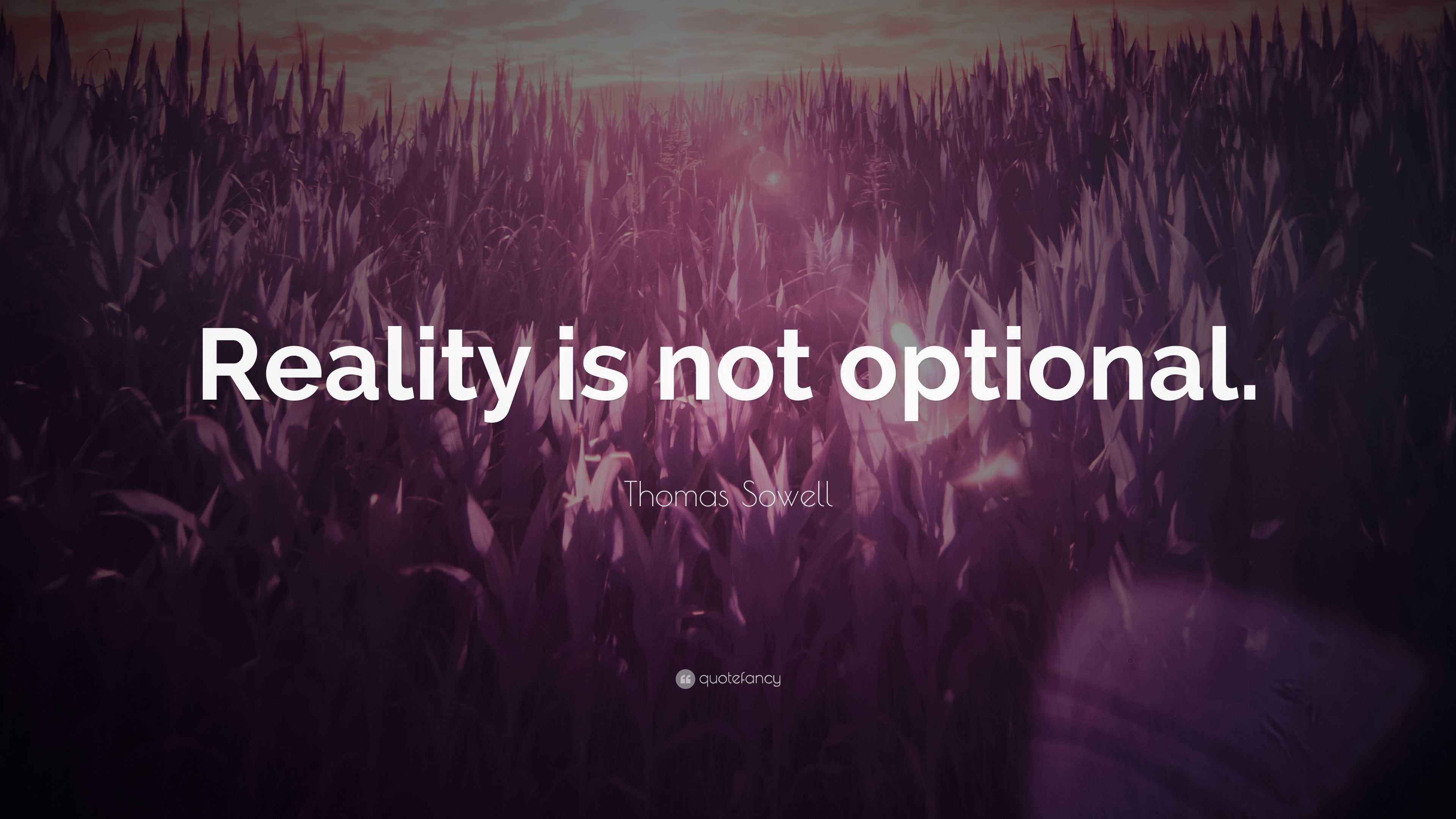 Thomas Sowell Quote: “Reality is not optional.”