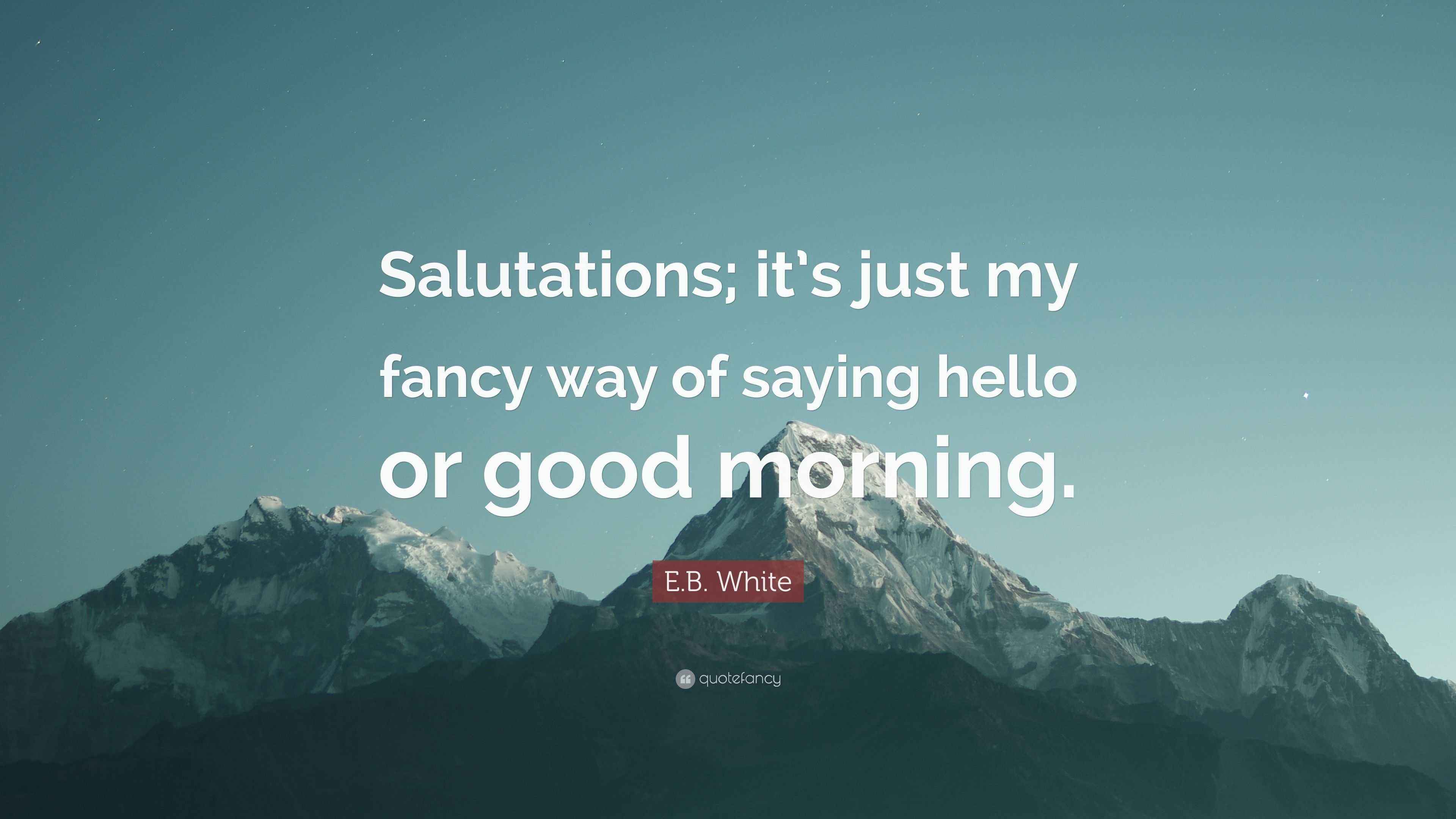 E.B. White Quote: “Salutations; it’s just my fancy way of saying hello ...