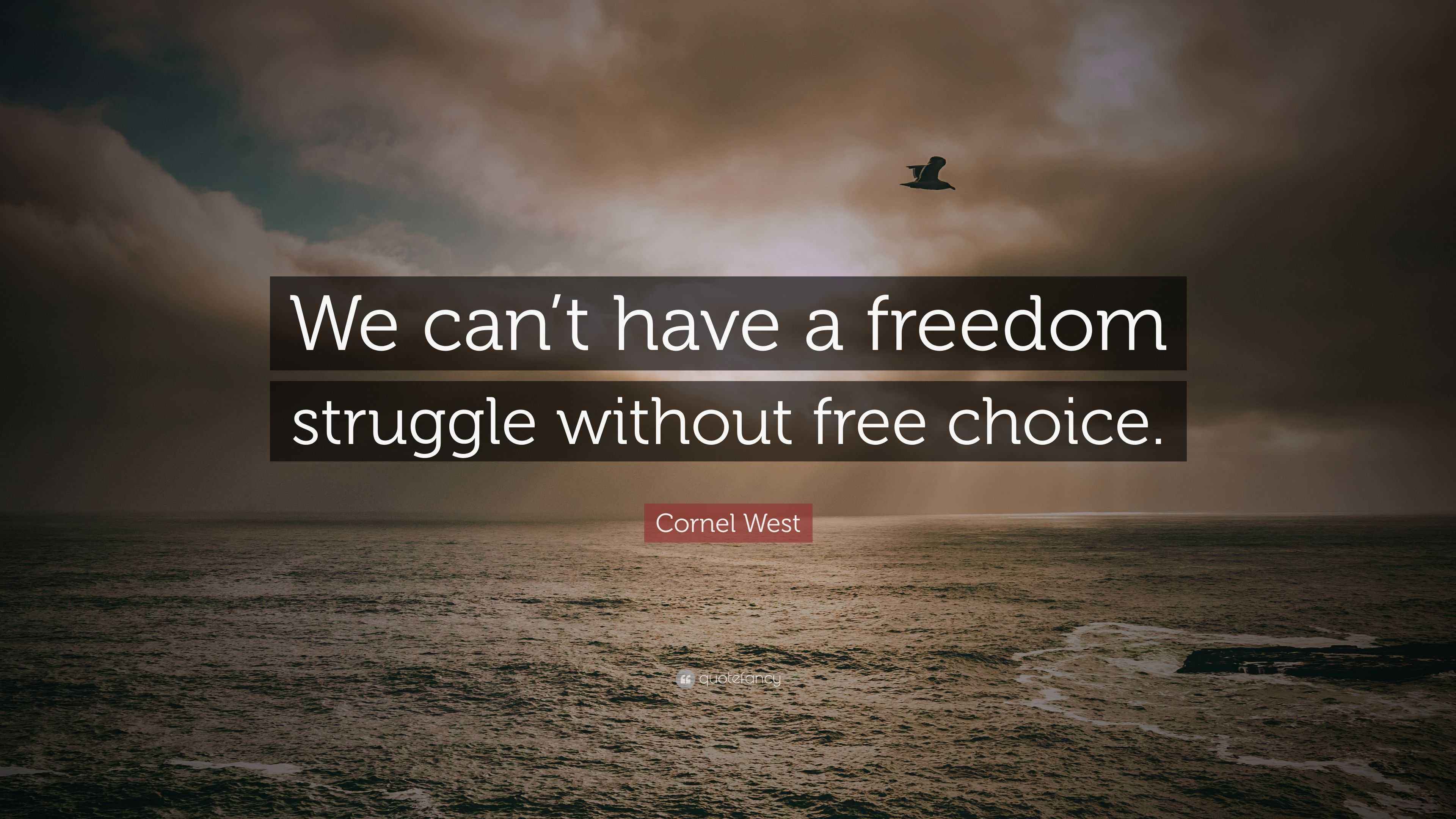 Cornel West Quote: “We can’t have a freedom struggle without free choice.”