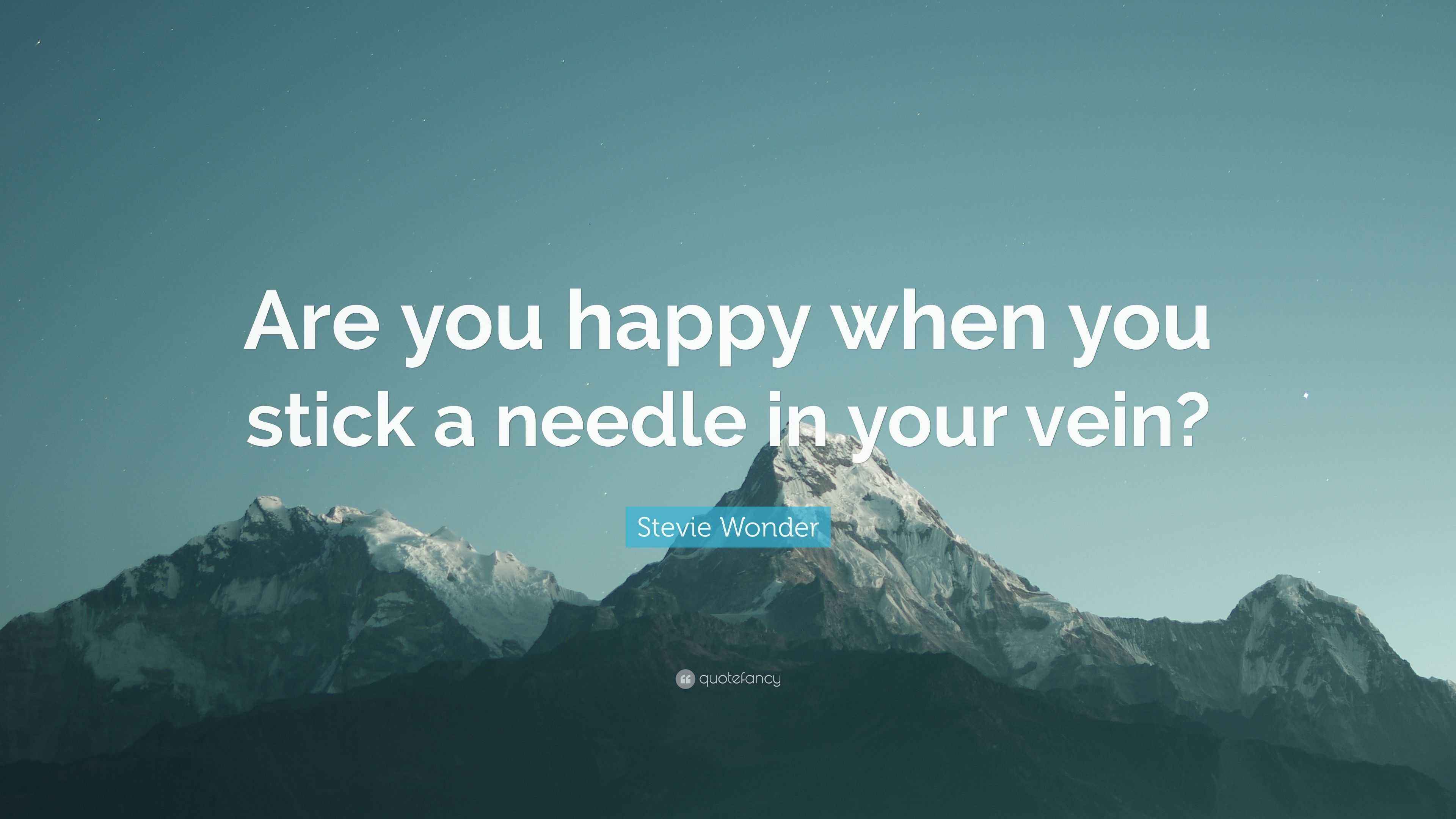 Stevie Wonder Quote: “Are you happy when you stick a needle in your vein?”
