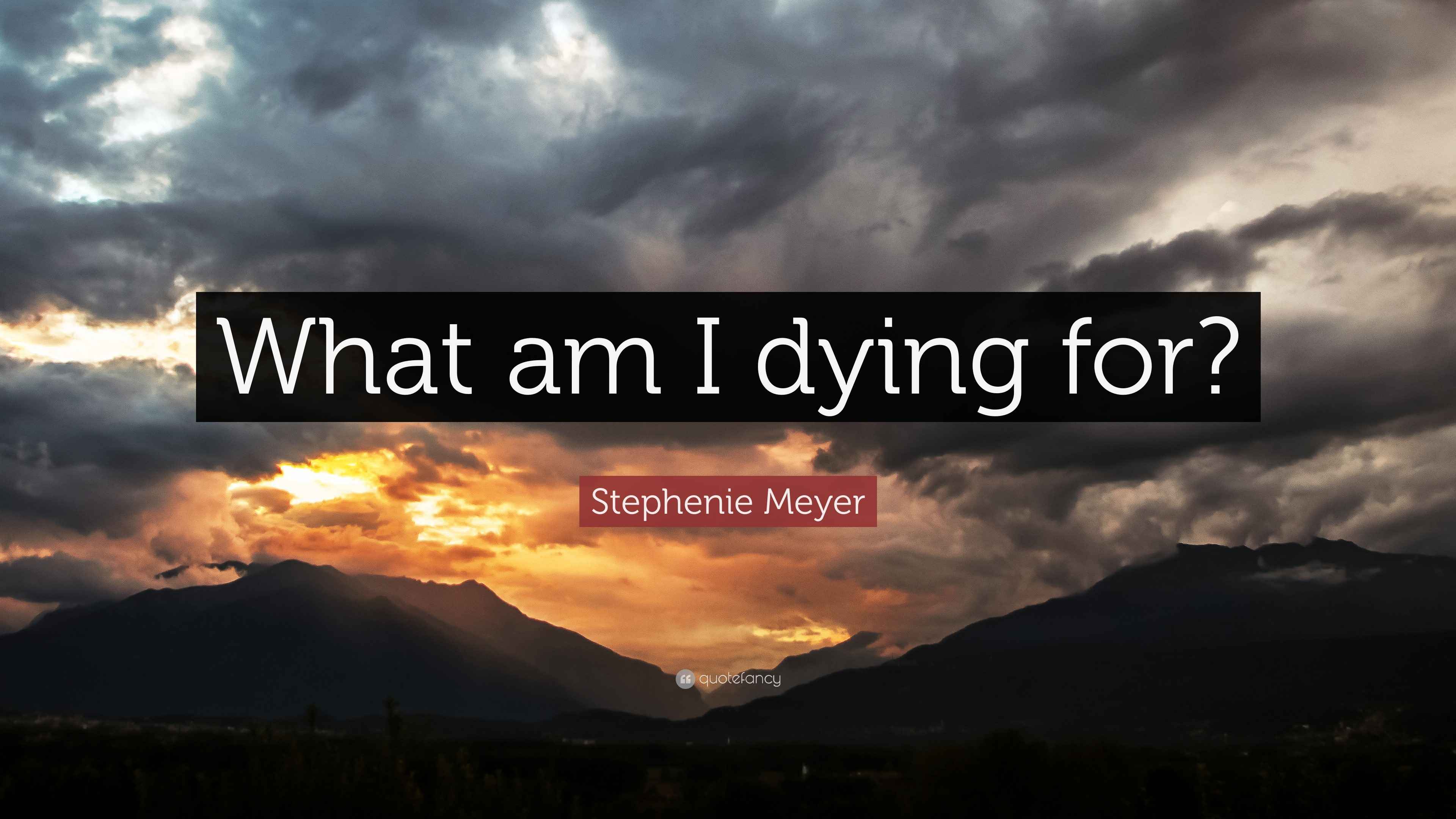 Stephenie Meyer Quote: “What am I dying for?”