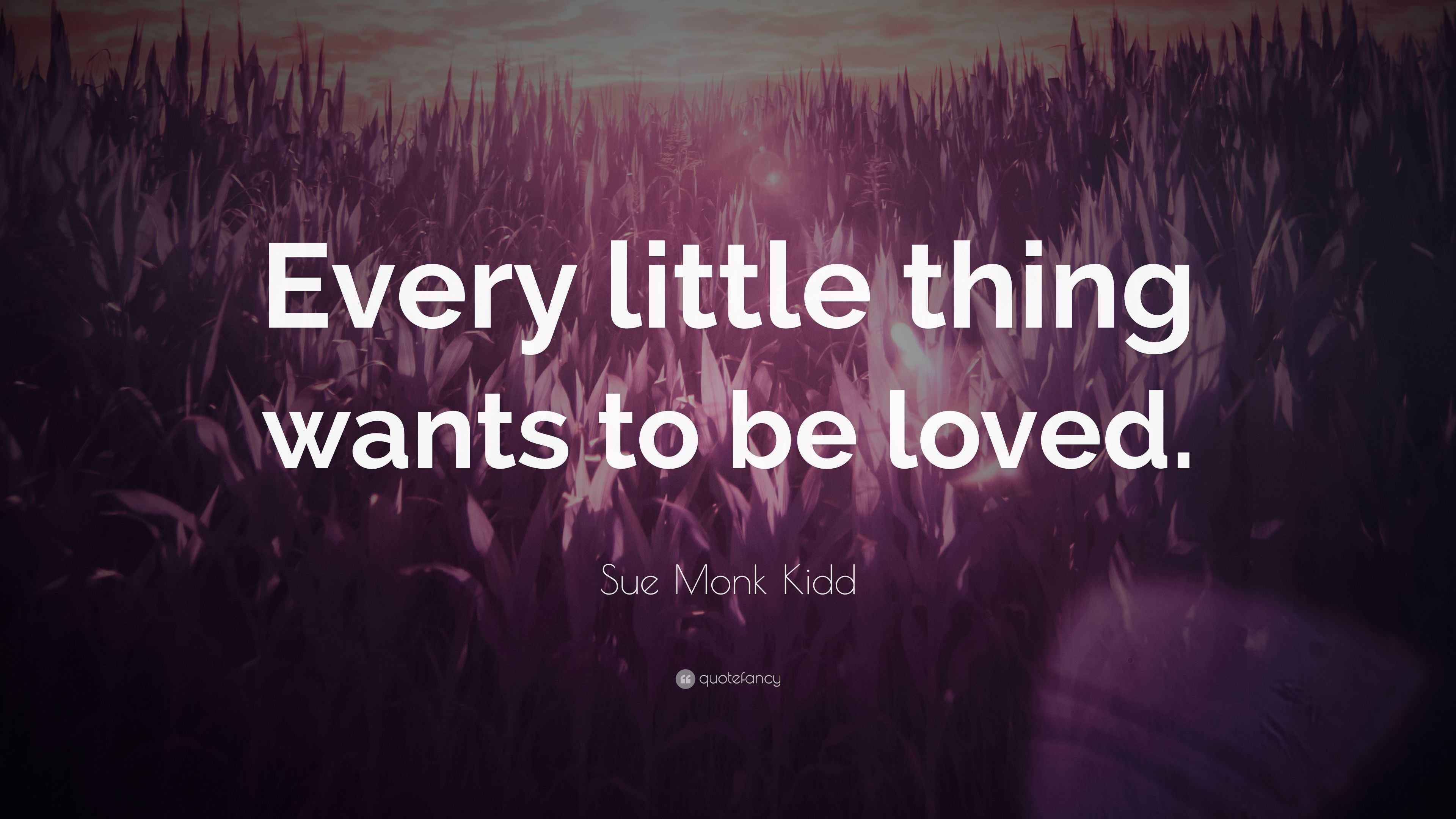 Sue Monk Kidd Quote: “Every little thing wants to be loved.”