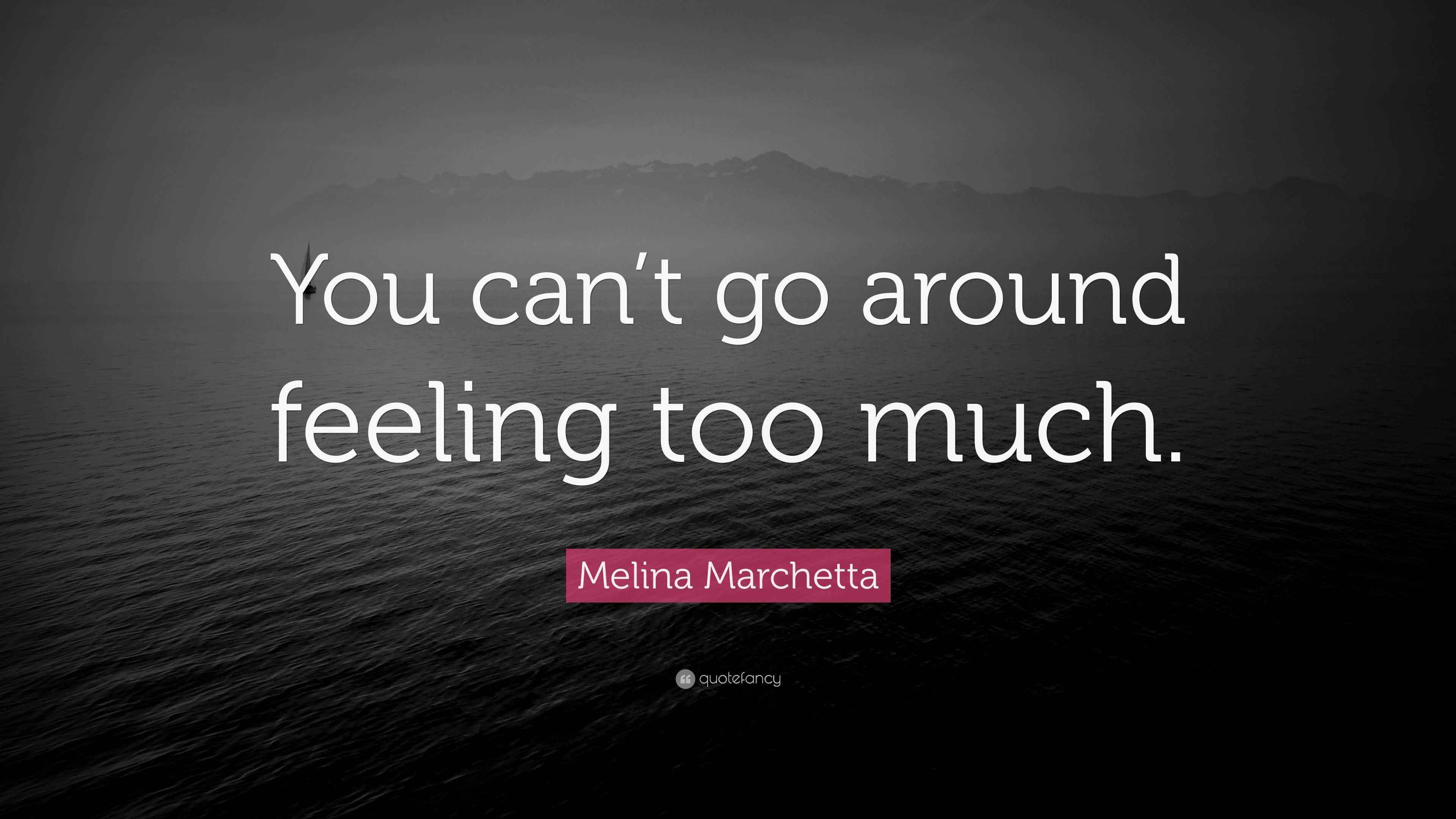 Melina Marchetta Quote: “You can’t go around feeling too much.”