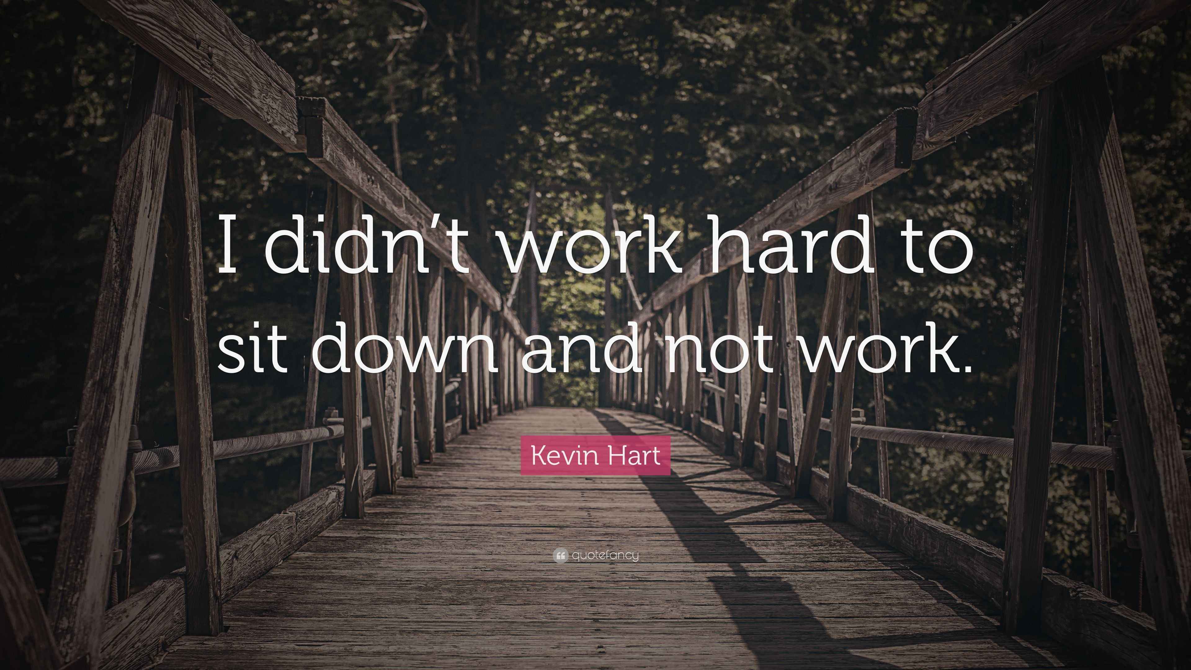 Kevin Hart Quote: “I didn’t work hard to sit down and not work.”