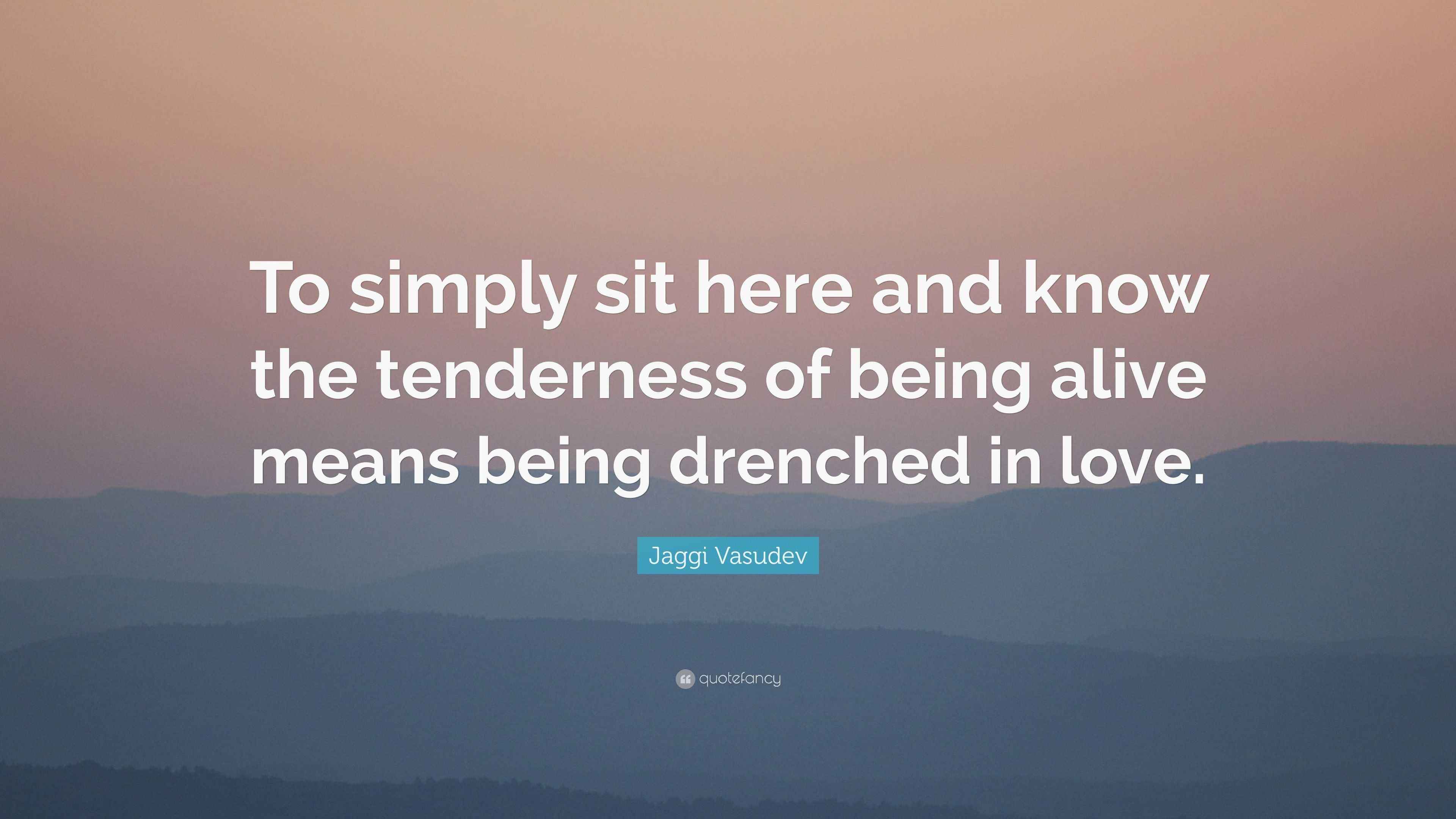 Jaggi Vasudev Quote: “To simply sit here and know the tenderness of ...