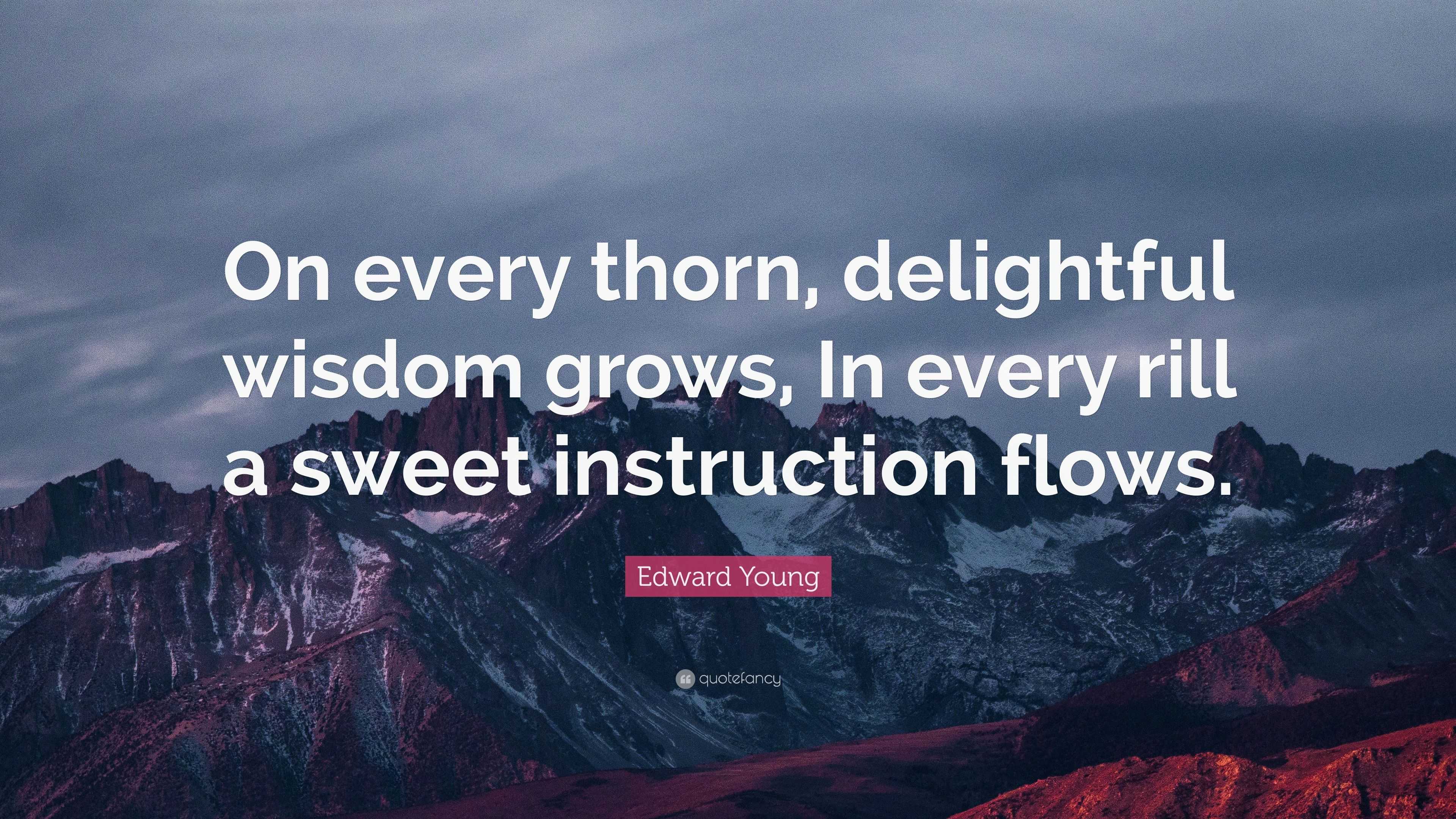 Edward Young Quote: “On every thorn, delightful wisdom grows, In every ...