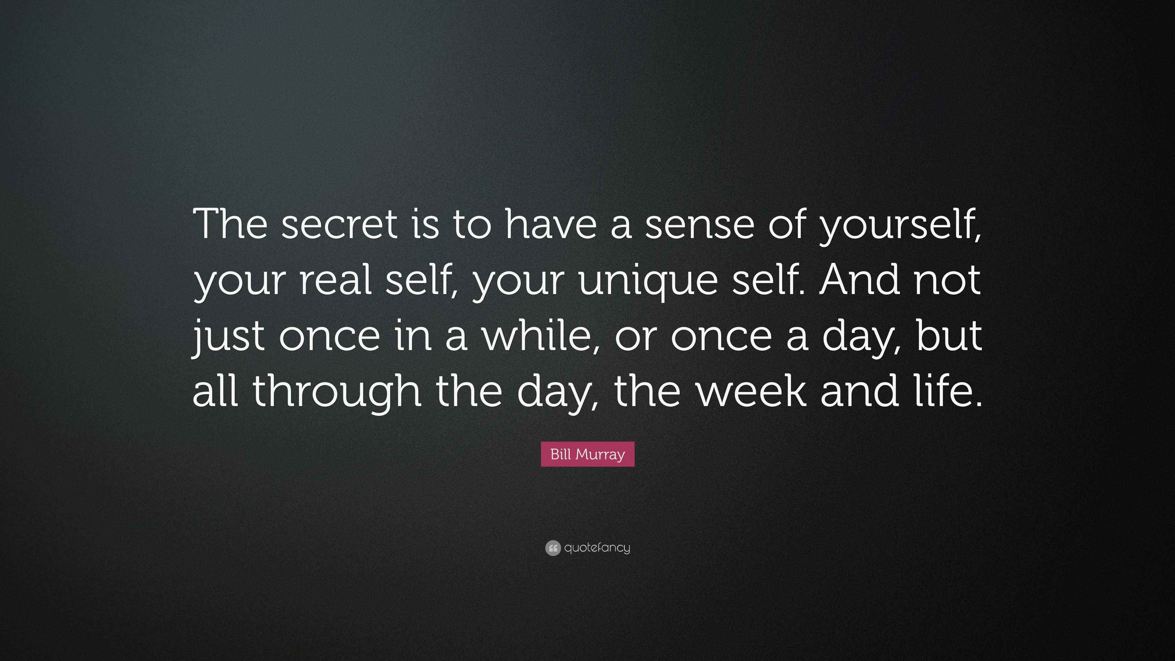 Bill Murray Quote: “The secret is to have a sense of yourself, your ...