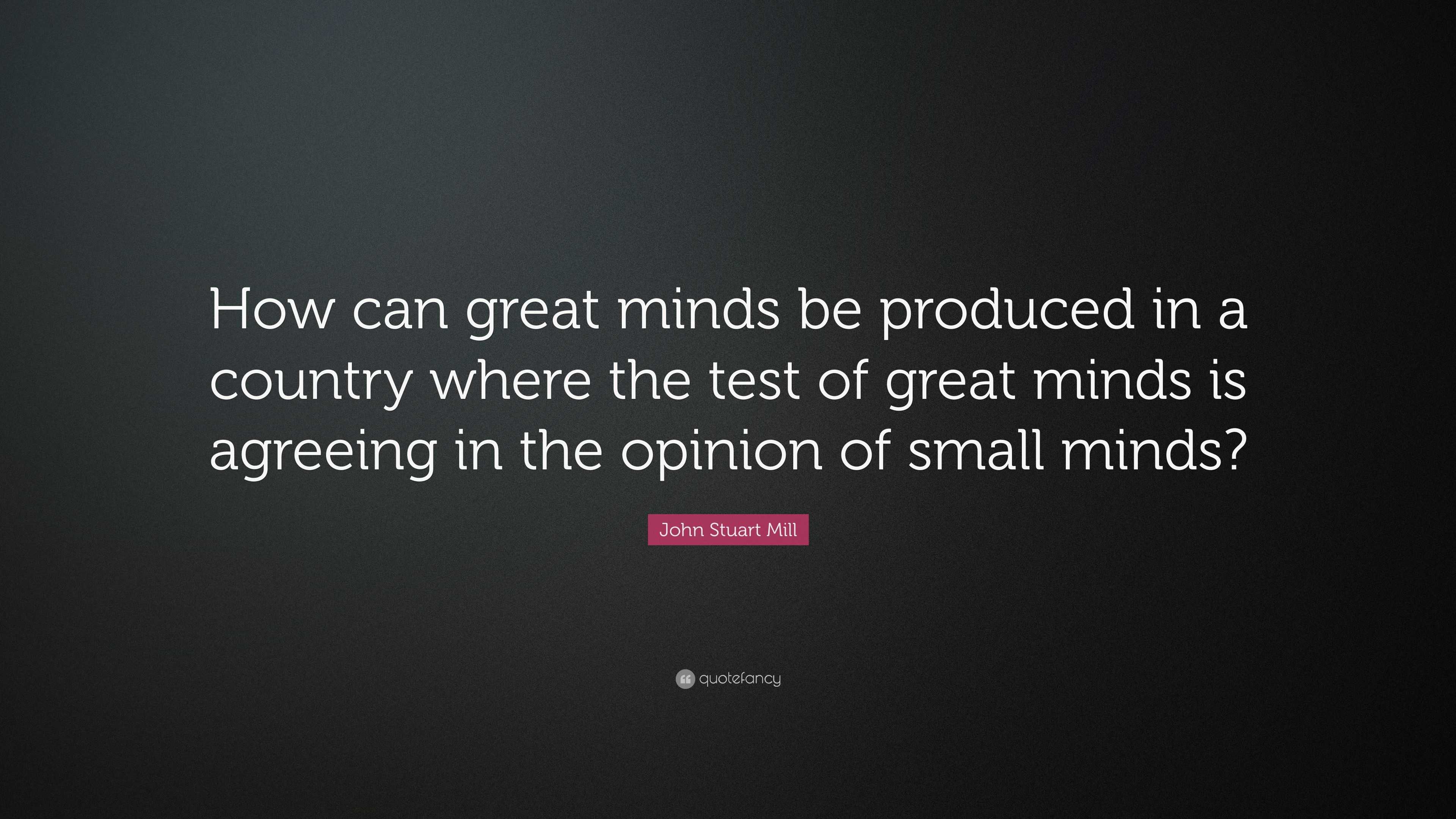 John Stuart Mill Quote: “How can great minds be produced in a country ...