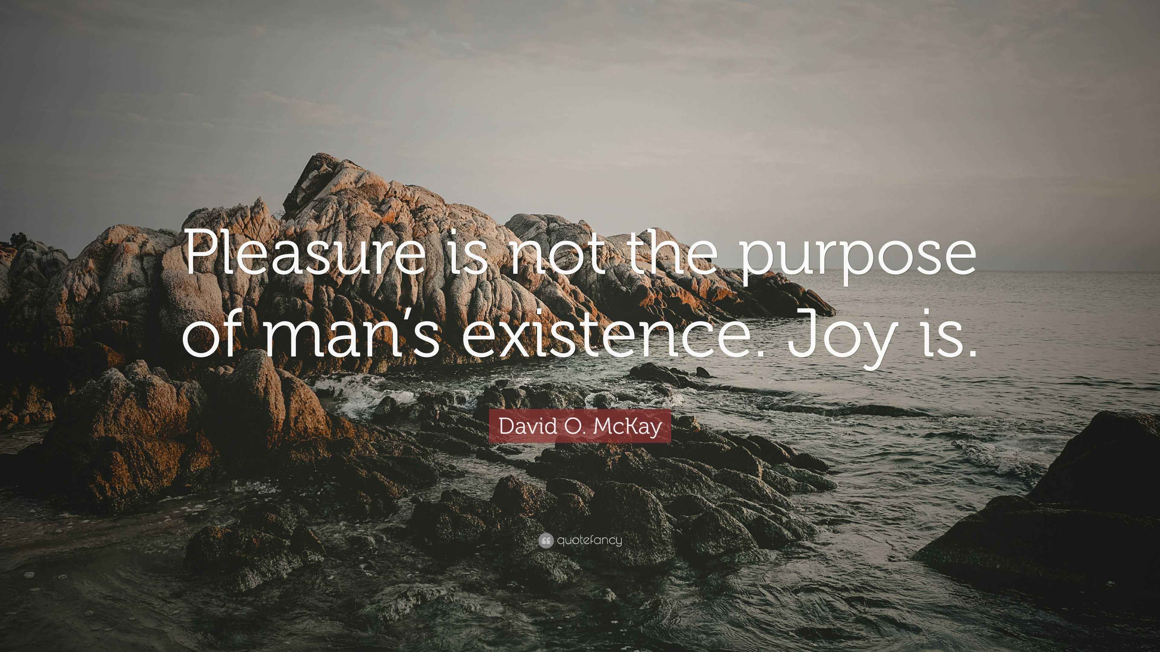 David O. McKay Quote: “Pleasure is not the purpose of man’s existence ...