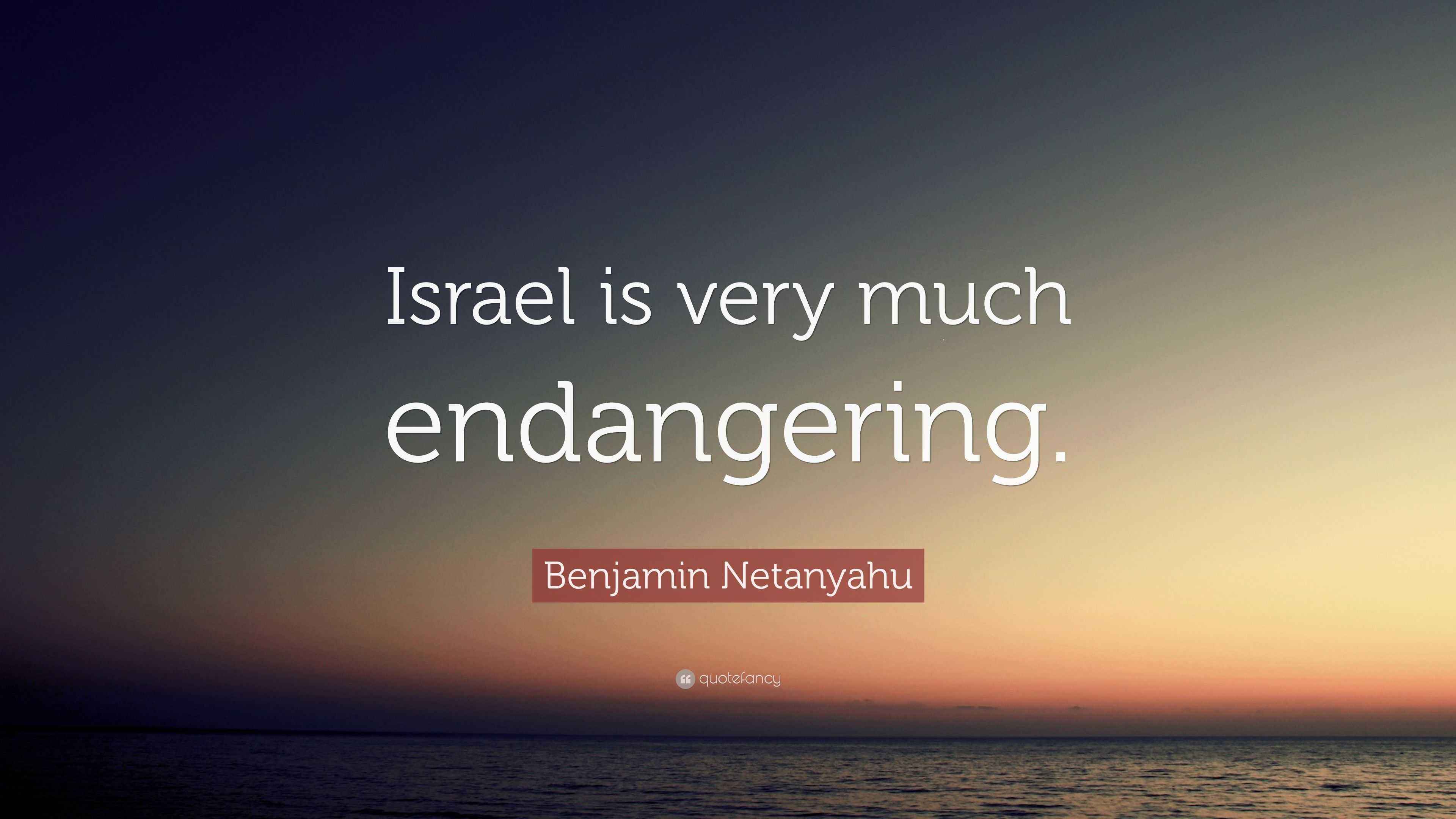 Benjamin Netanyahu Quote: “Israel is very much endangering.”
