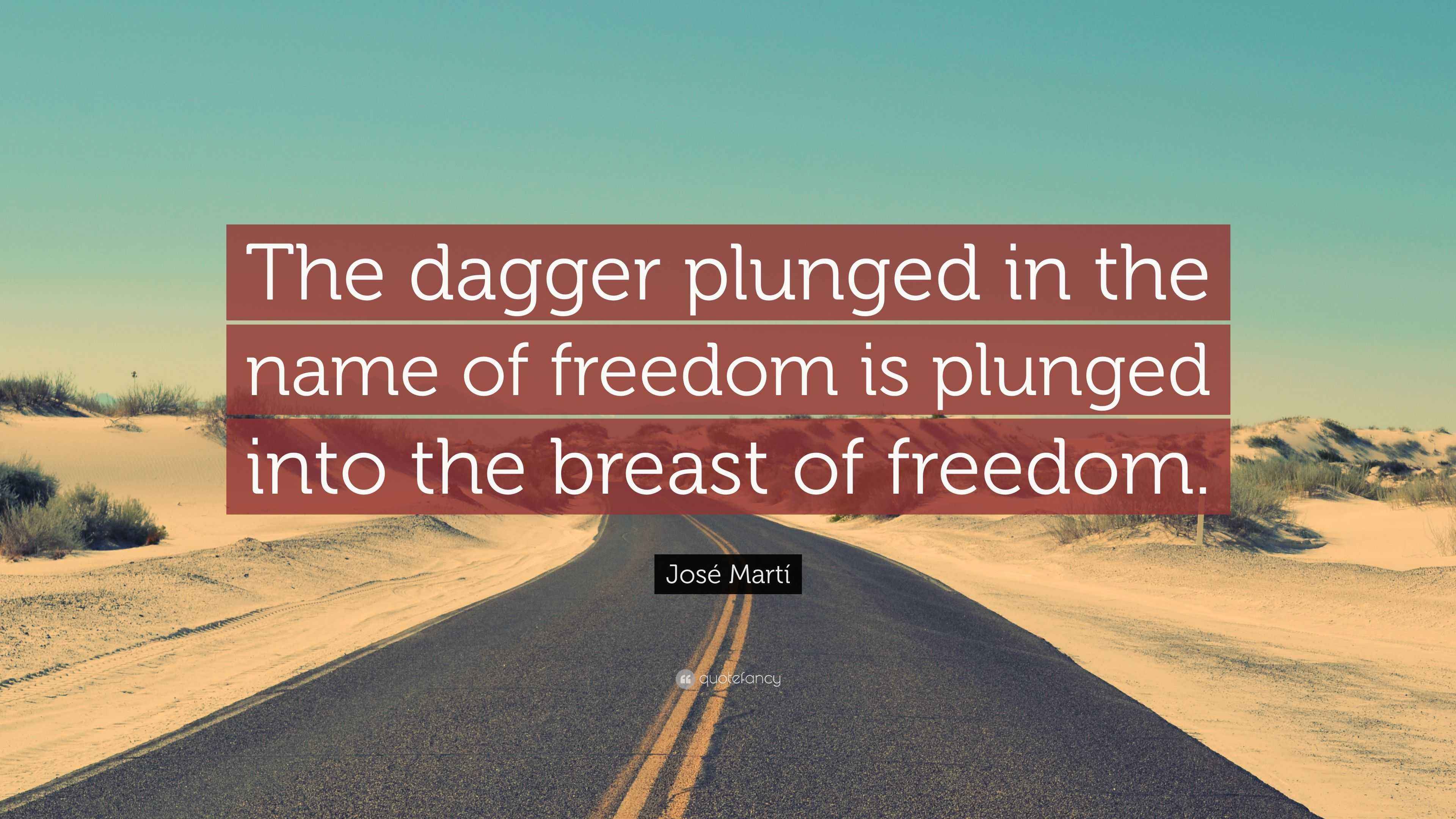 José Martí Quote: “The dagger plunged in the name of freedom is plunged ...