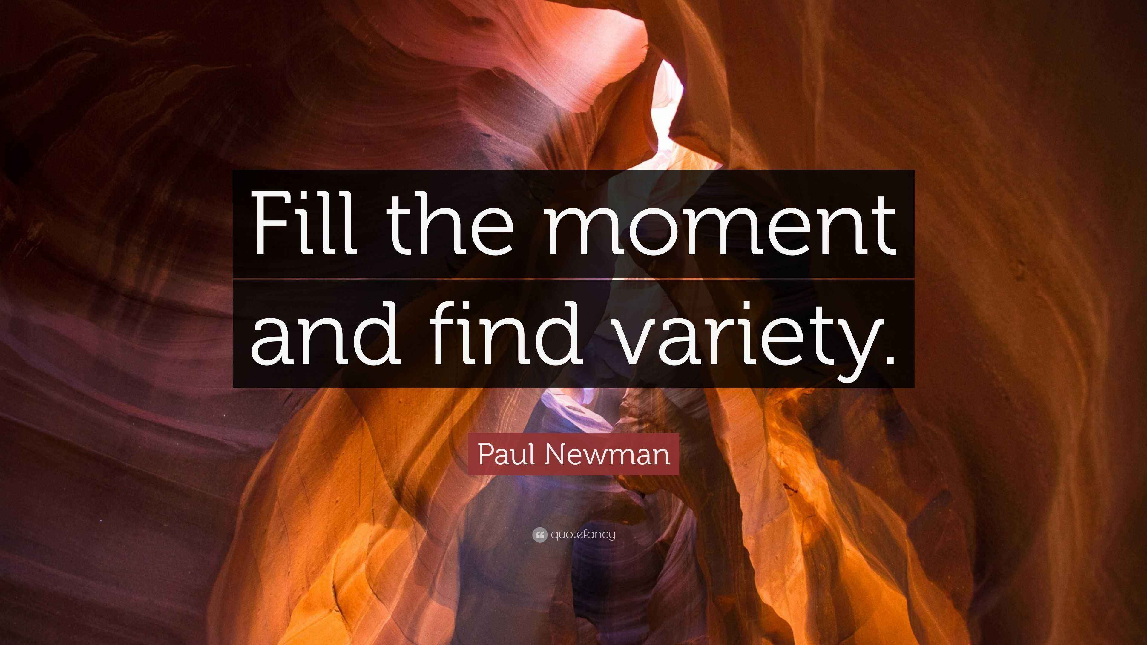 Paul Newman Quote: “Fill the moment and find variety.”