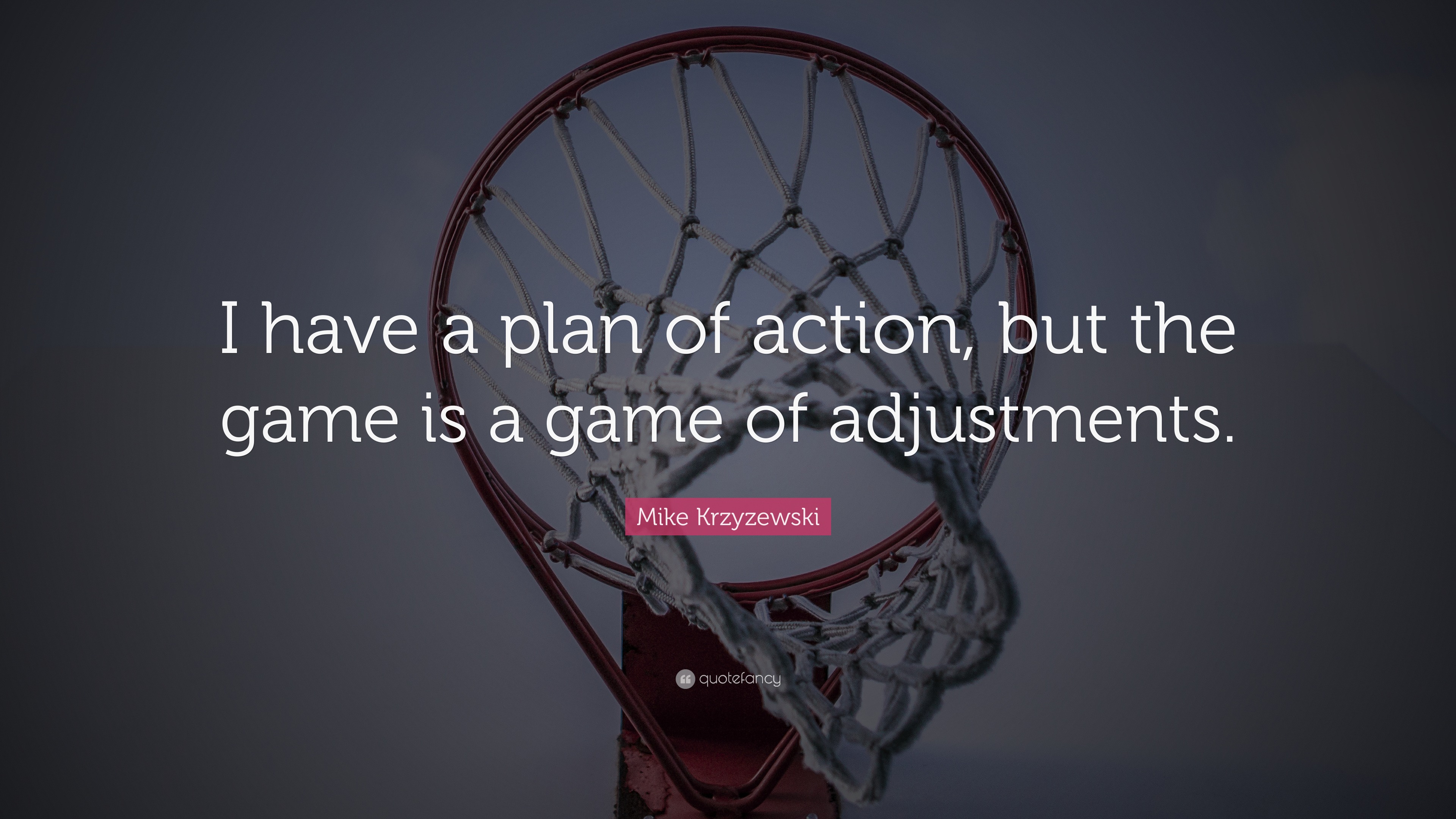 Mike Krzyzewski Quote: “I have a plan of action, but the game is a game ...