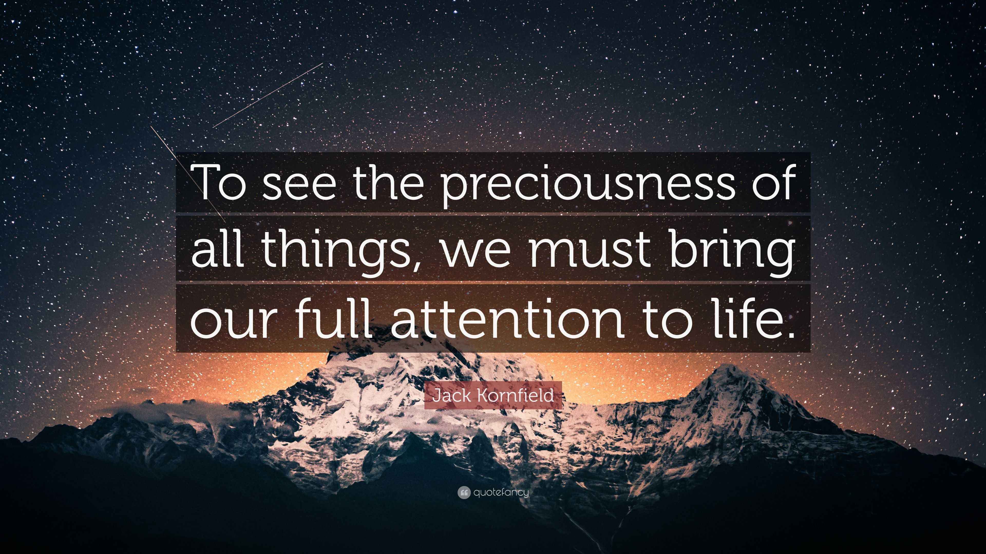 Jack Kornfield Quote: “To see the preciousness of all things, we must ...