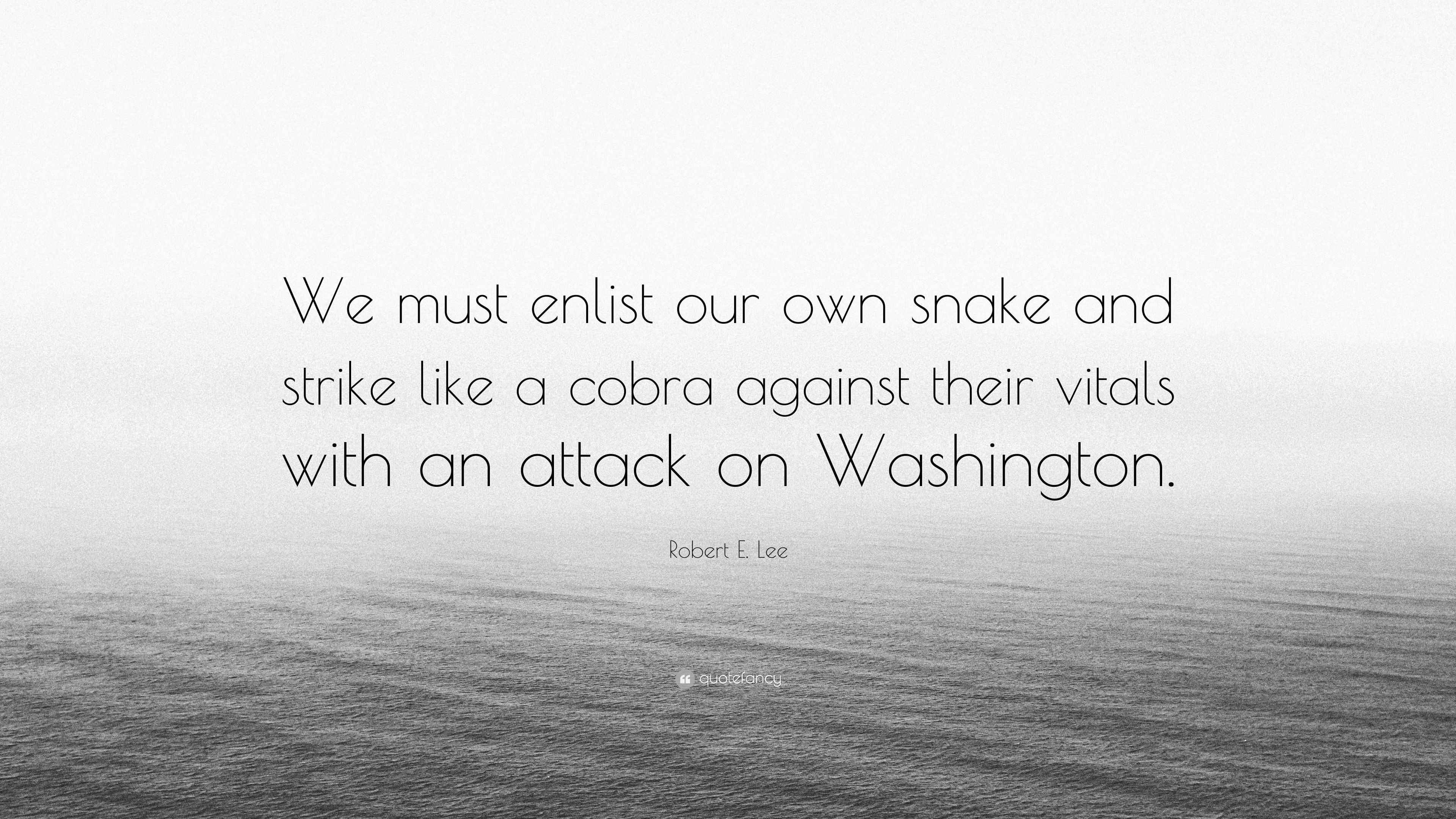 Robert E. Lee Quote: “We must enlist our own snake and strike like a ...