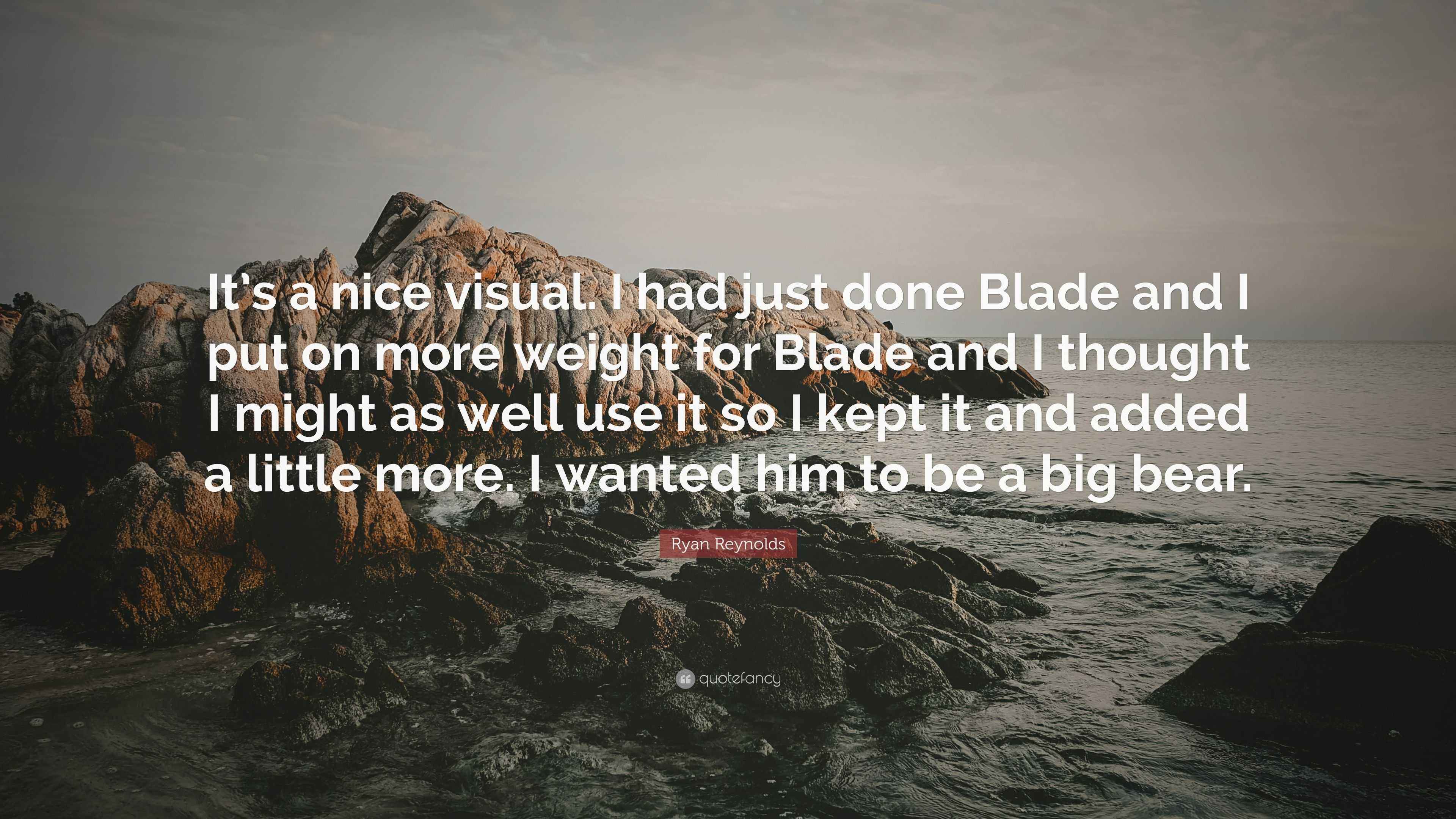 Ryan Reynolds Quote: “It’s a nice visual. I had just done Blade and I ...