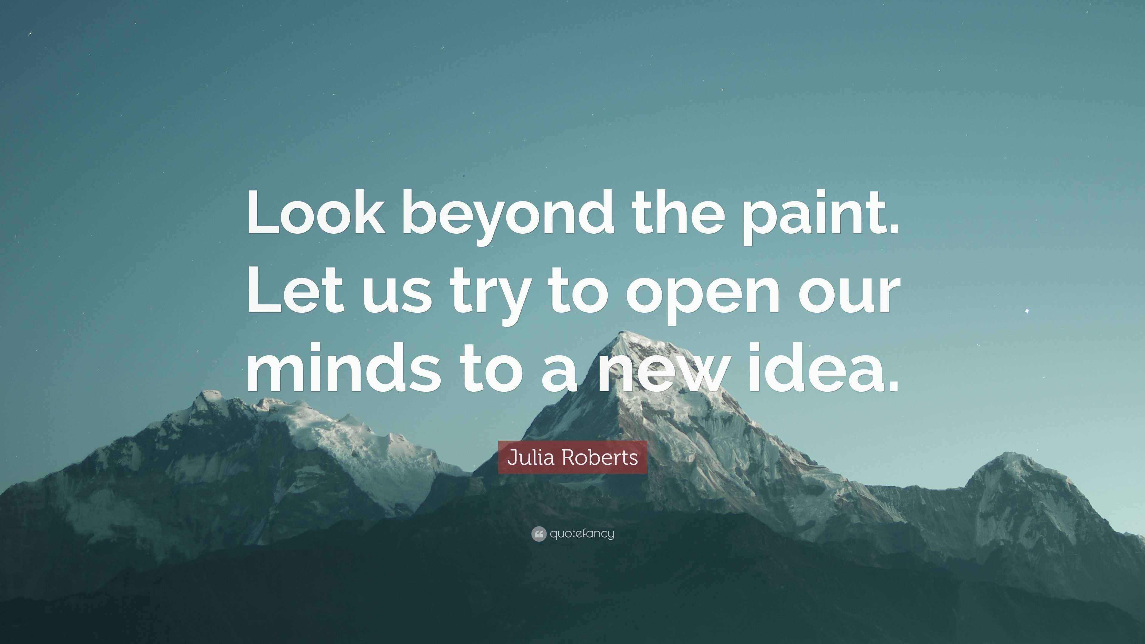 Julia Roberts Quote: “Look beyond the paint. Let us try to open our ...