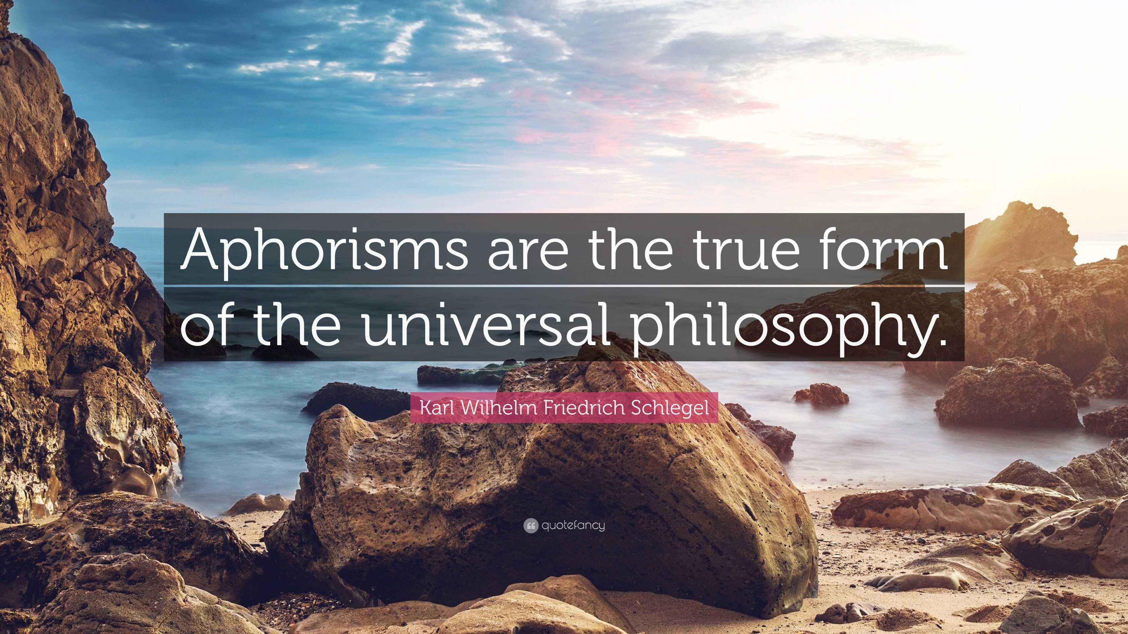 Karl Wilhelm Friedrich Schlegel Quote: “Aphorisms are the true form of ...