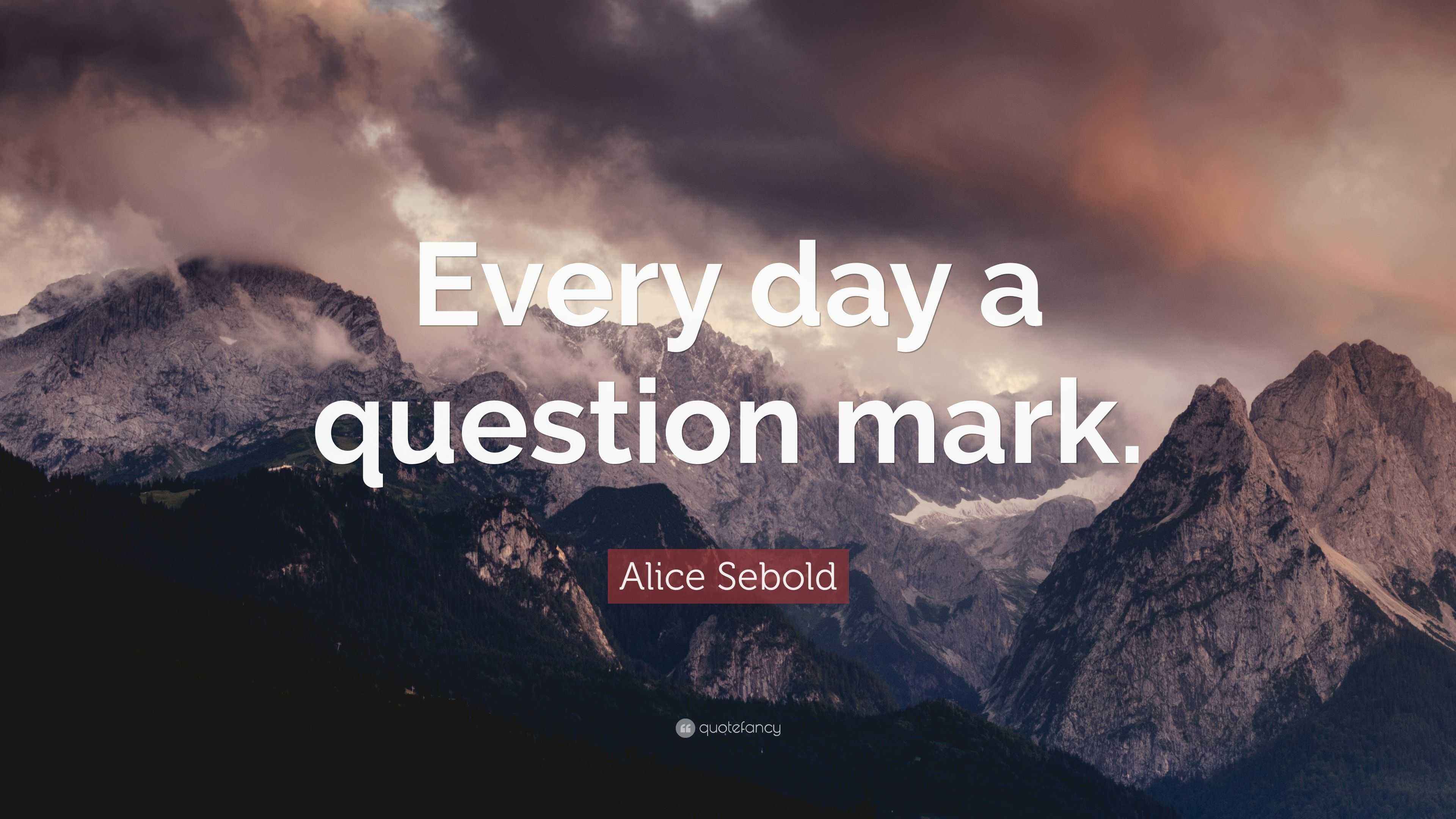 Alice Sebold Quote: “Every day a question mark.”