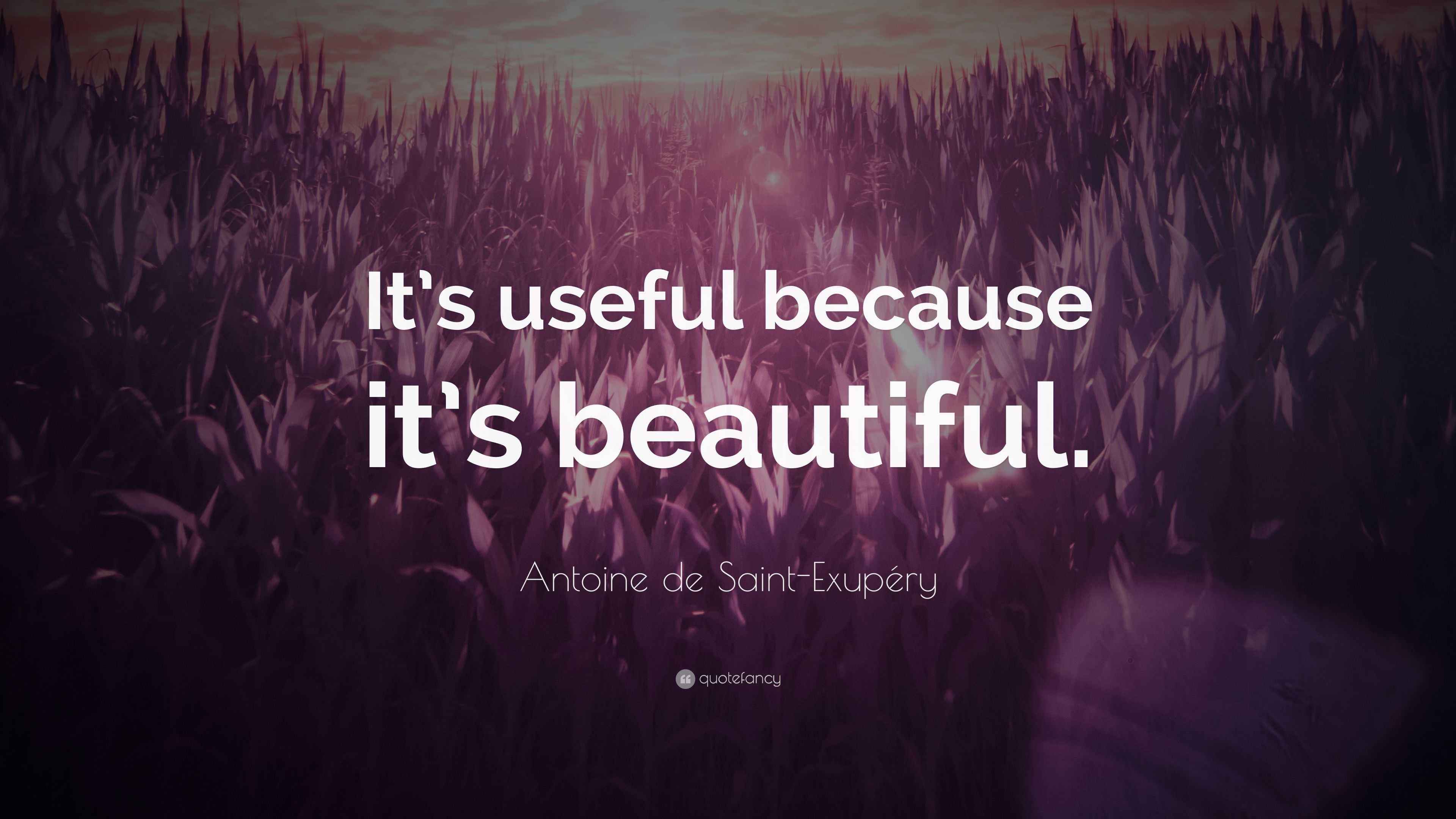 Antoine de Saint-Exupéry Quote: “It’s useful because it’s beautiful.”