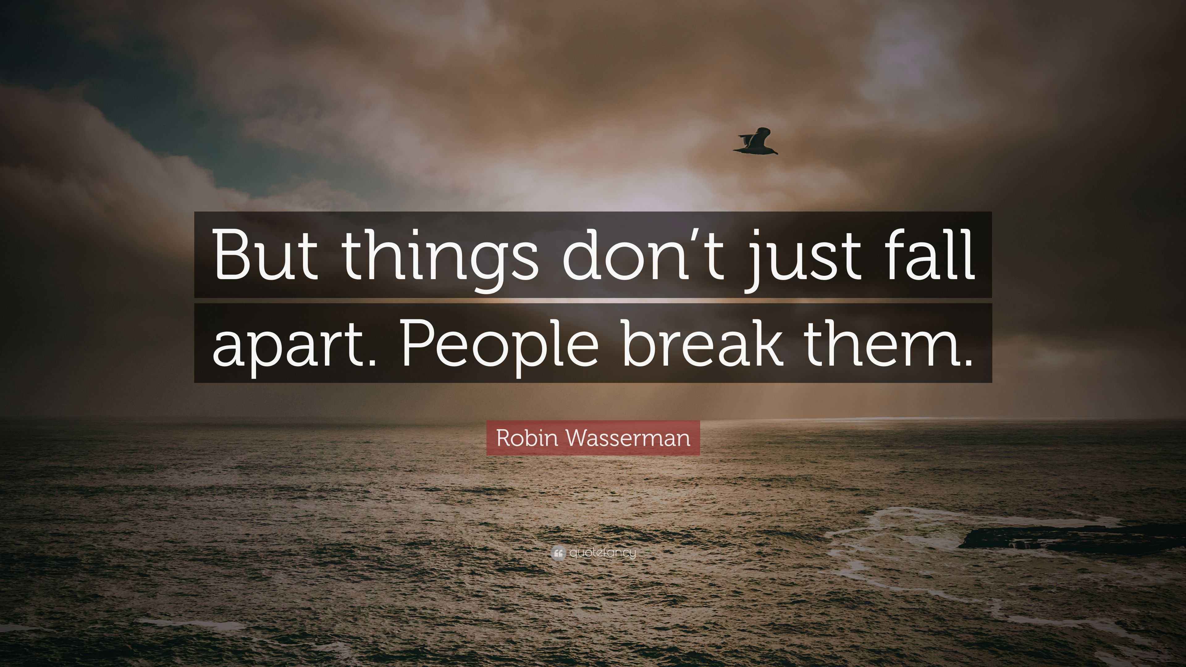 Robin Wasserman Quote: “But things don’t just fall apart. People break ...