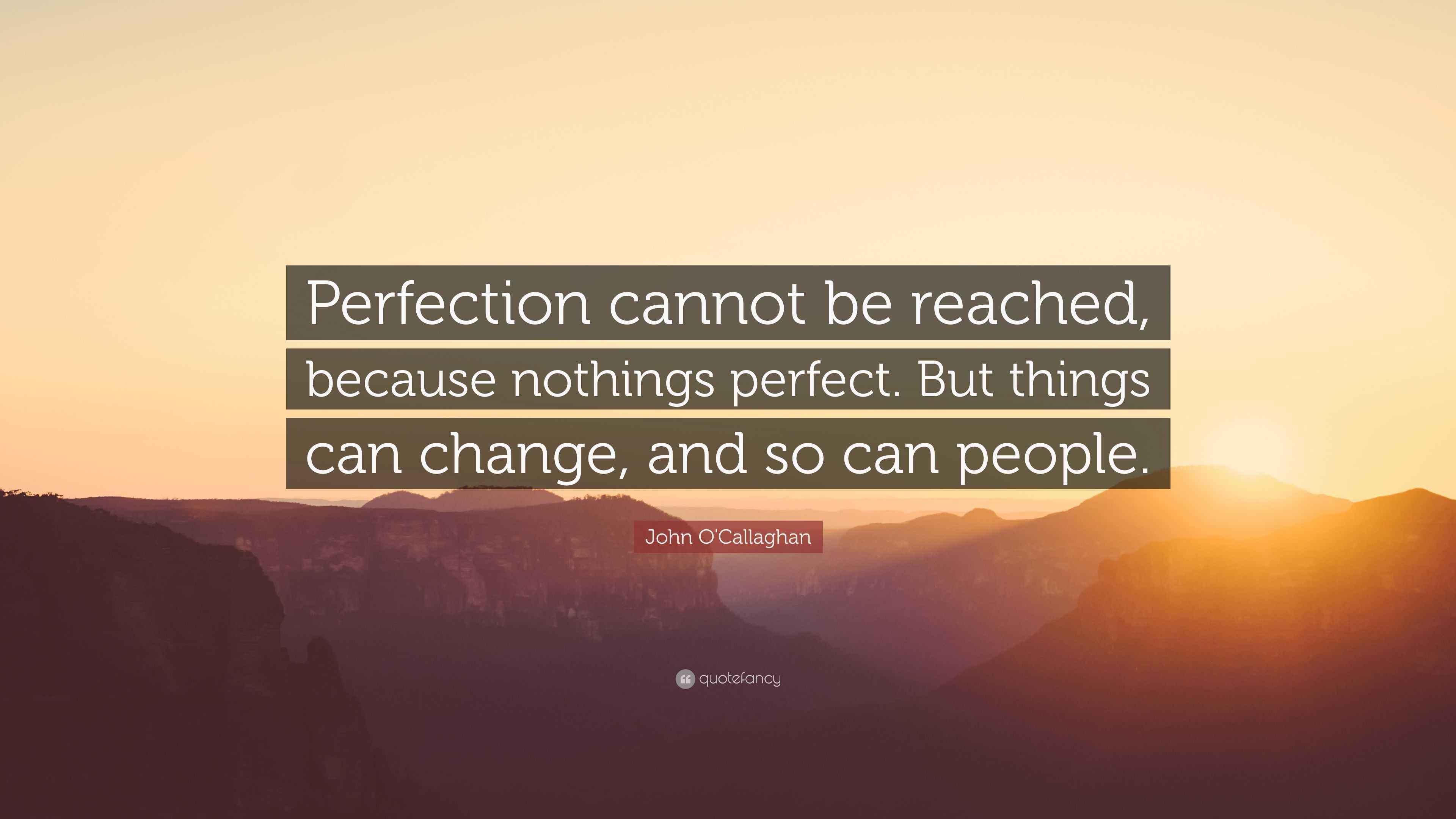 John O'Callaghan Quote: “Perfection cannot be reached, because nothings ...