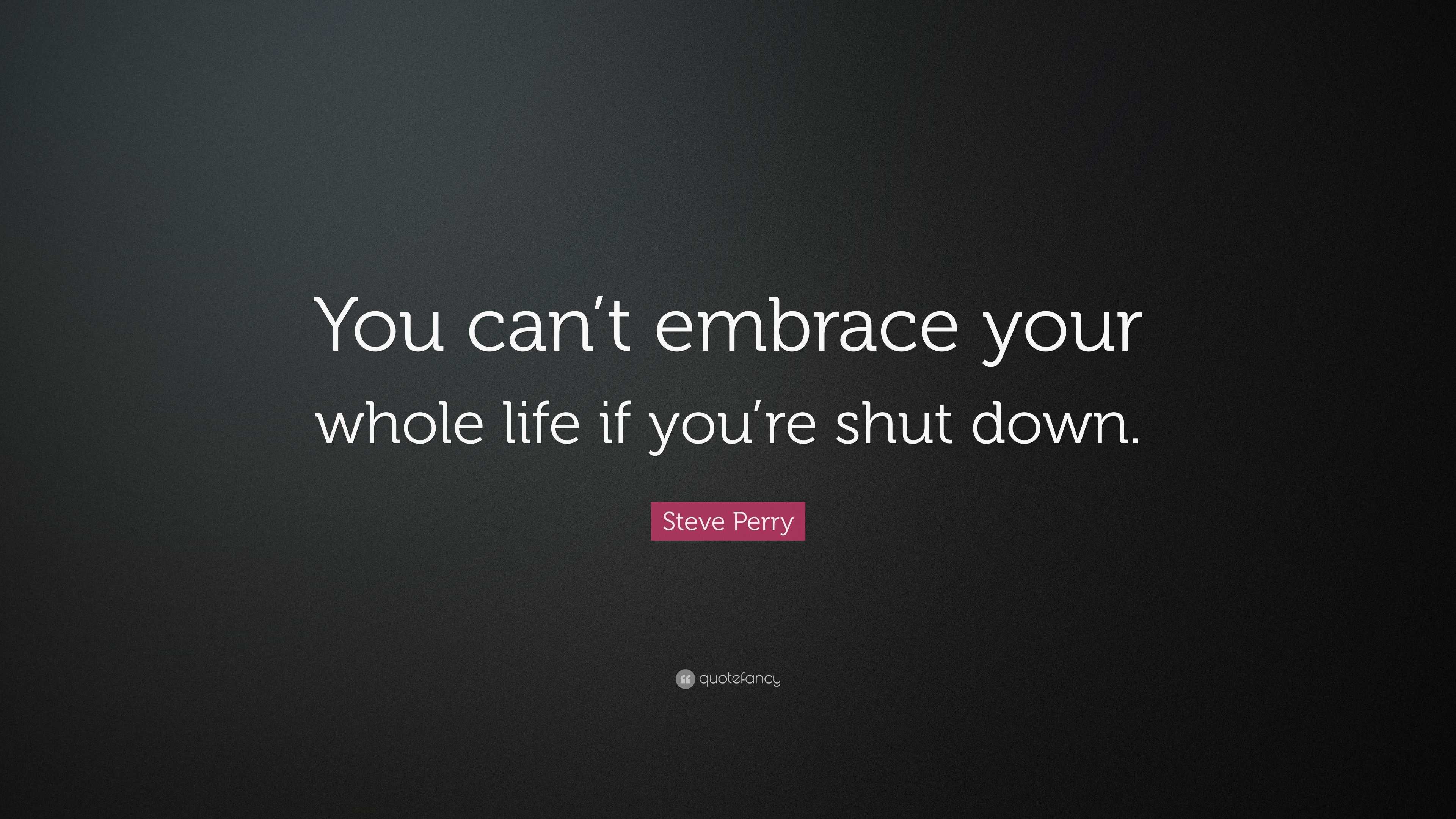 Steve Perry Quote: “You can’t embrace your whole life if you’re shut down.”