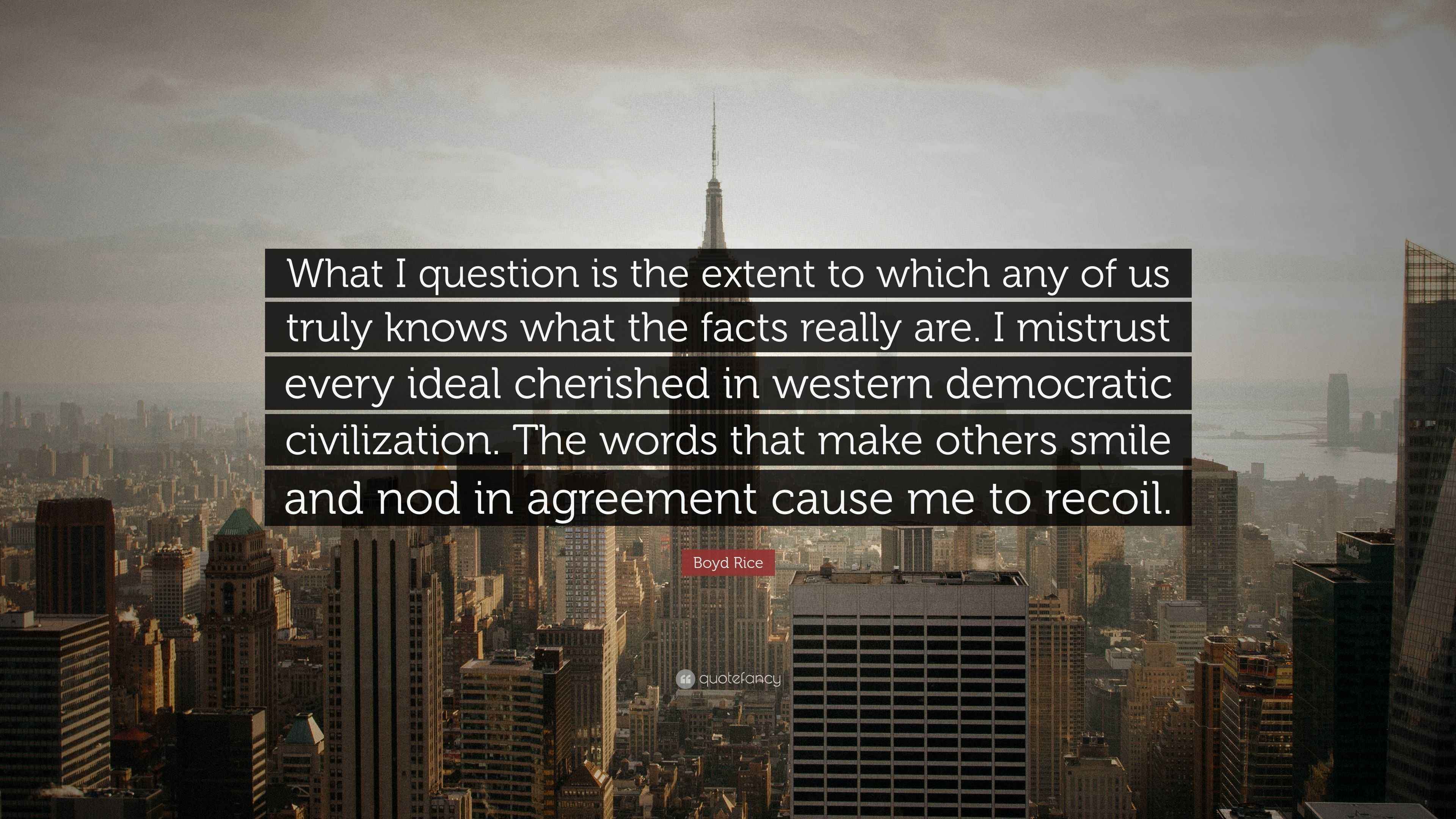Boyd Rice Quote: “What I question is the extent to which any of us ...