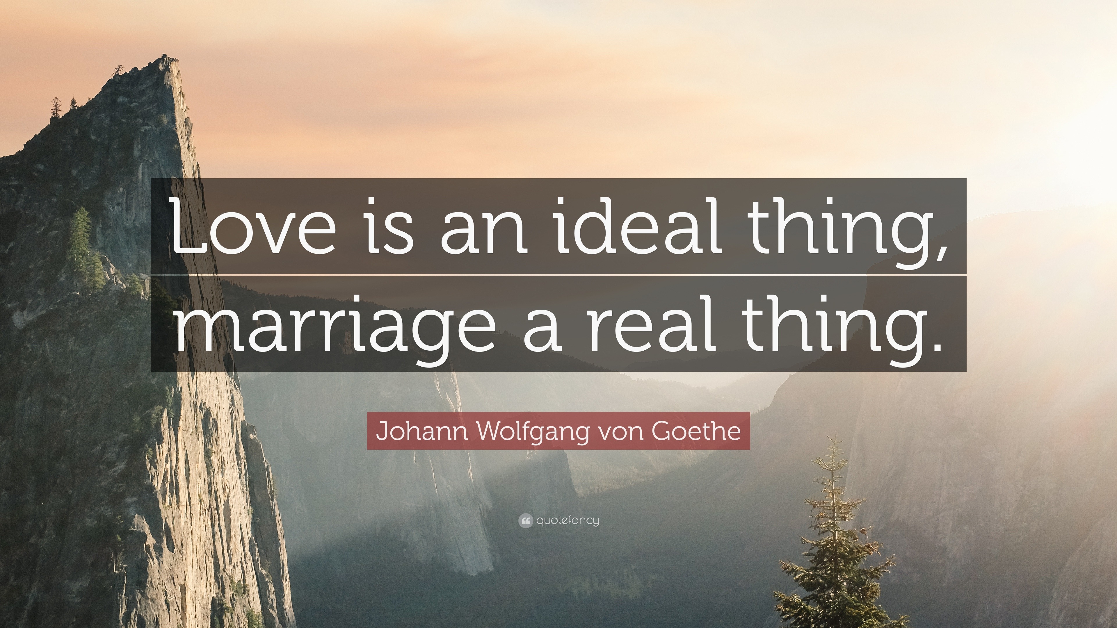 Johann Wolfgang von Goethe Quote: “Love is an ideal thing, marriage a ...