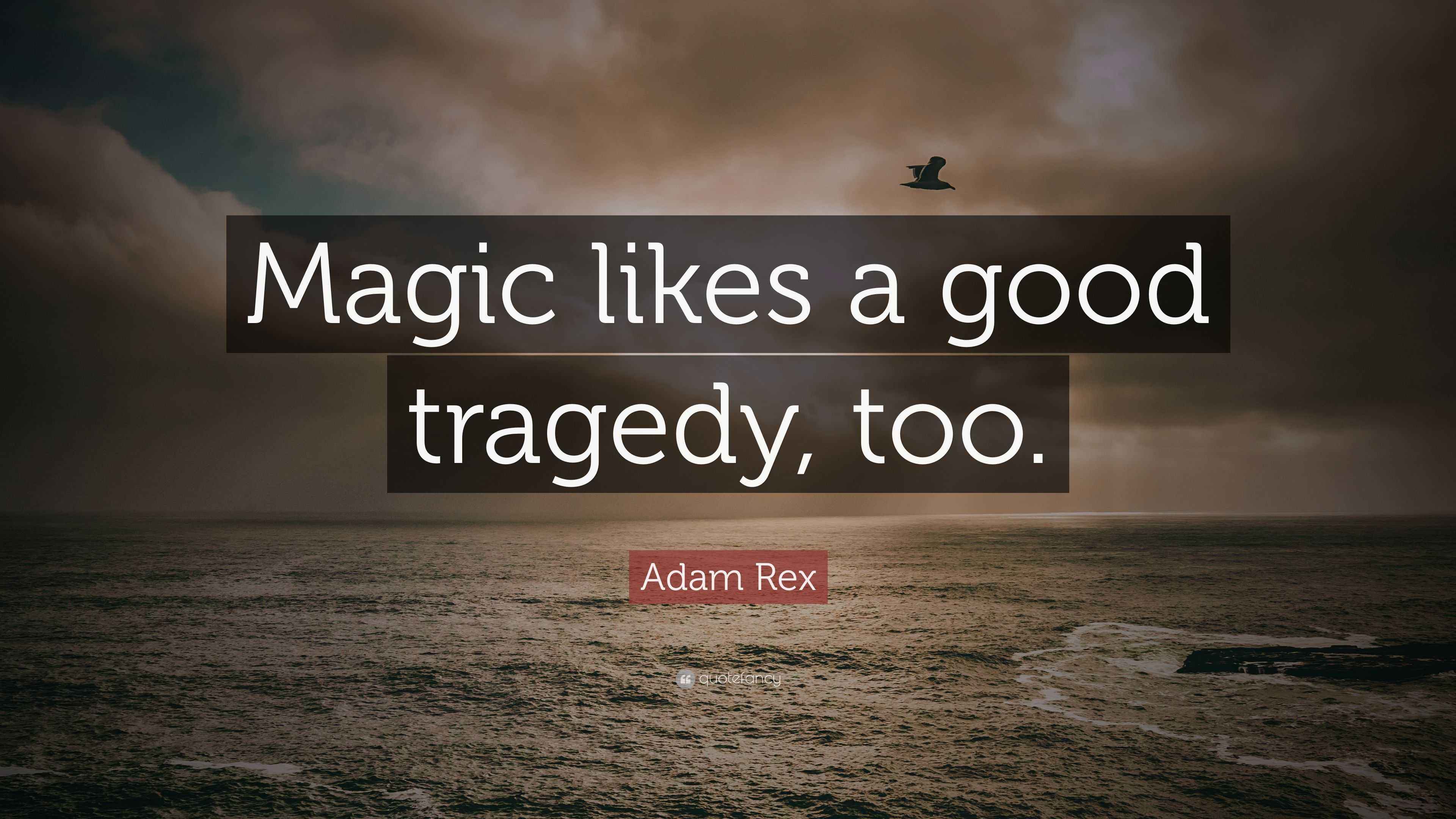 Adam Rex Quote: “Magic likes a good tragedy, too.”