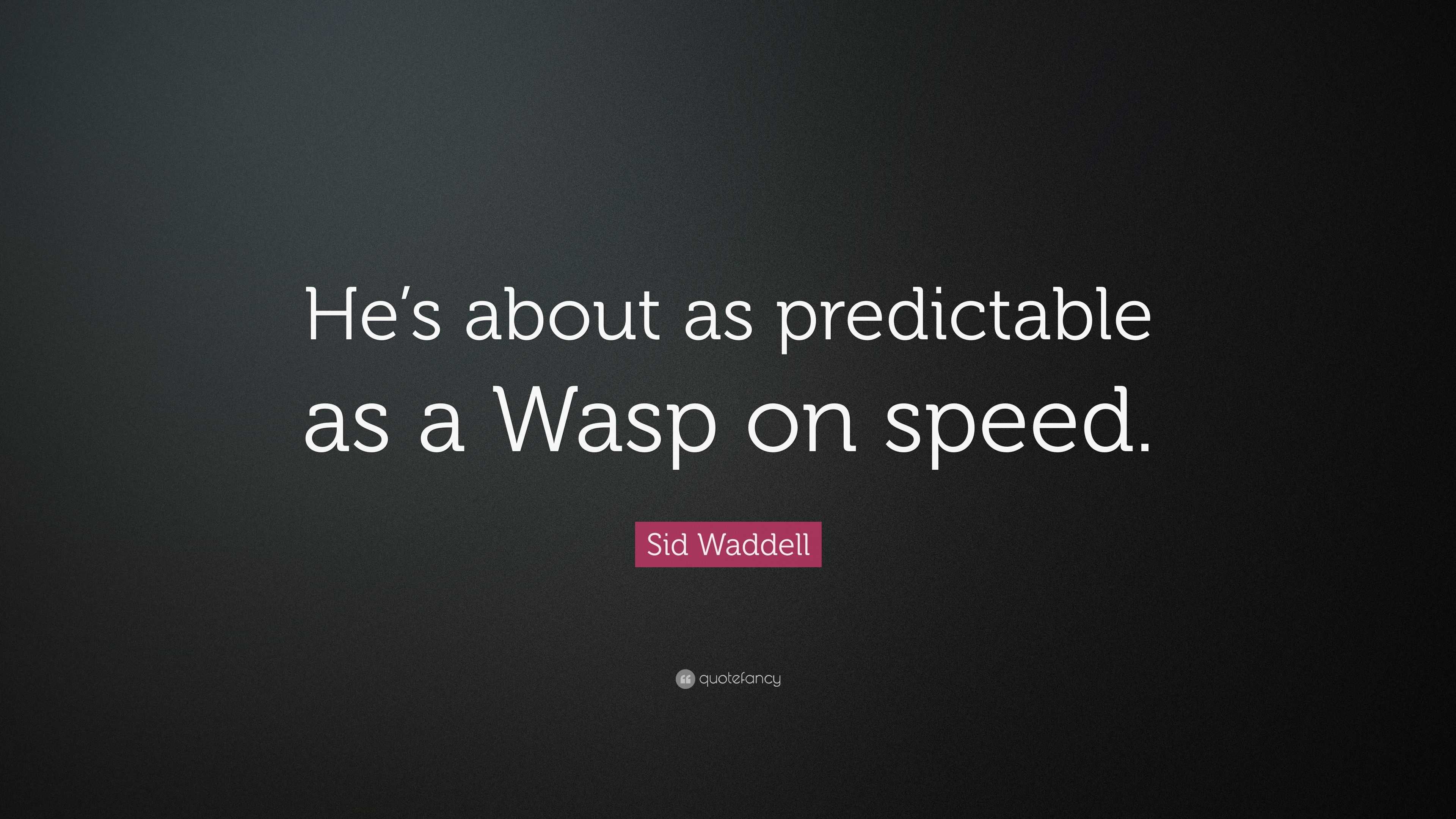 Sid Waddell Quote: “He’s about as predictable as a Wasp on speed.”