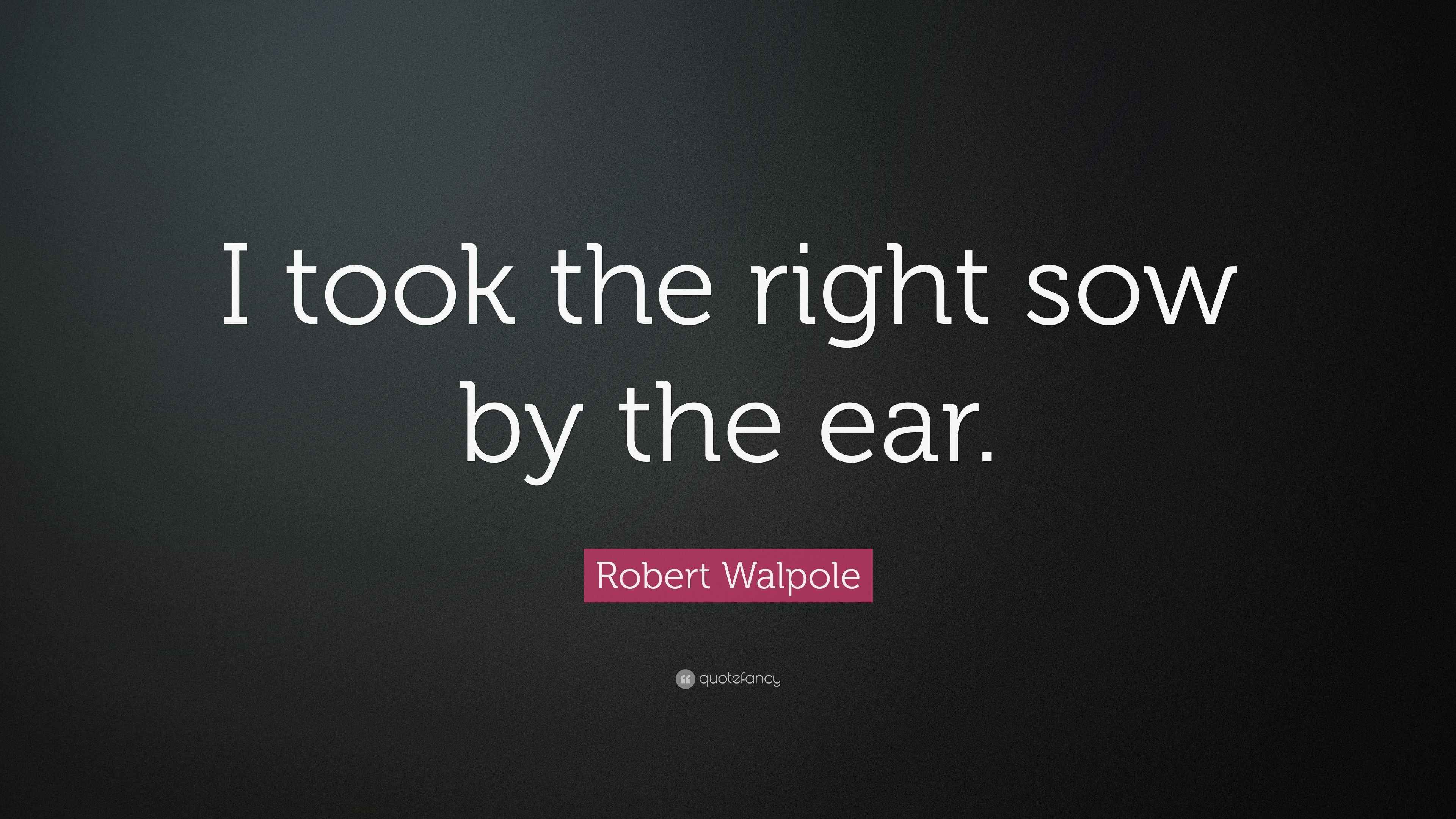 Robert Walpole Quote: “I took the right sow by the ear.”
