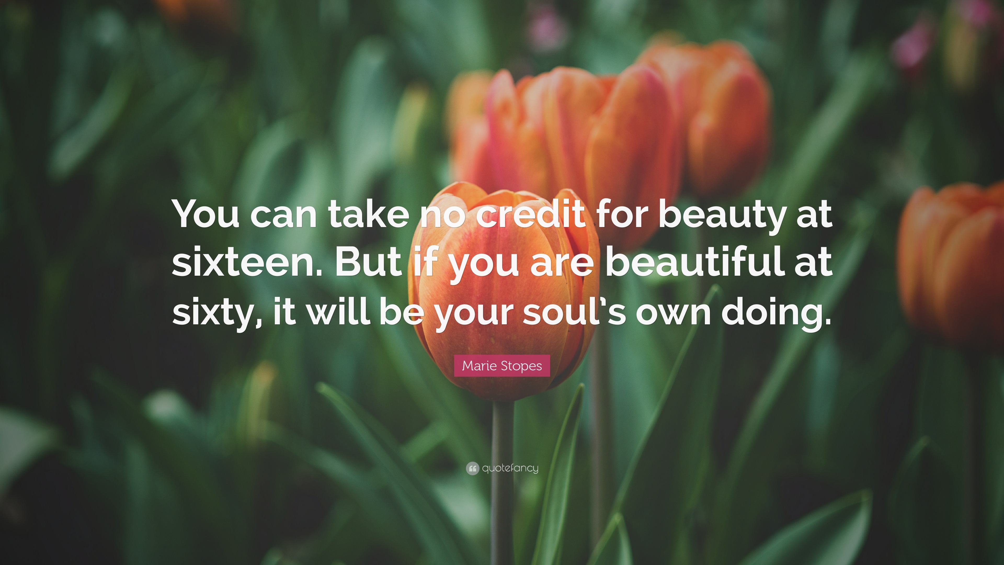 Marie Stopes Quote: “You can take no credit for beauty at sixteen. But ...