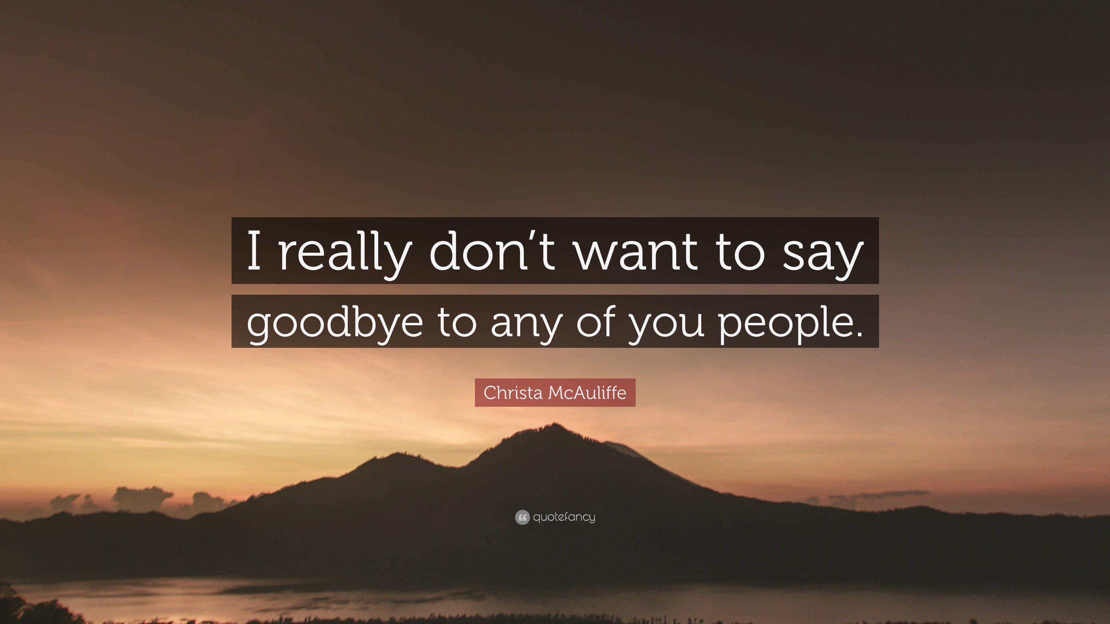 Christa McAuliffe Quote: “I really don’t want to say goodbye to any of ...
