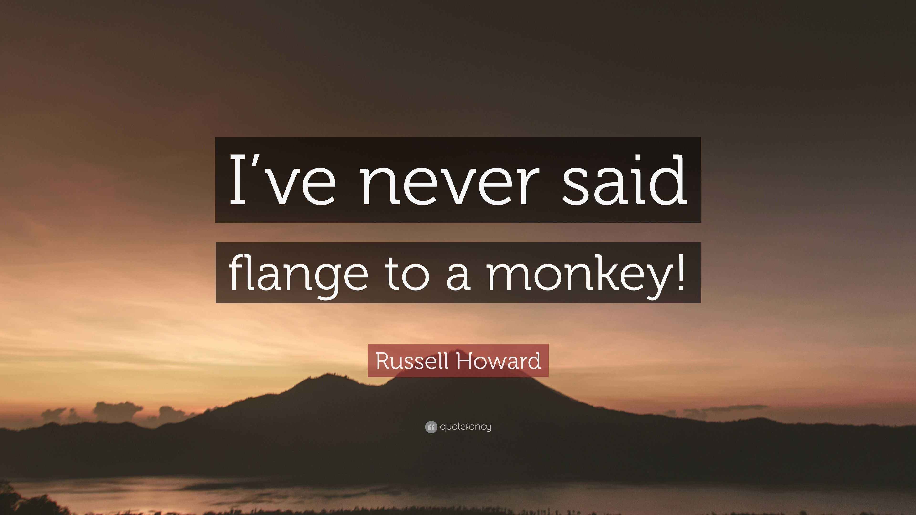 Russell Howard Quote: “I’ve never said flange to a monkey!”