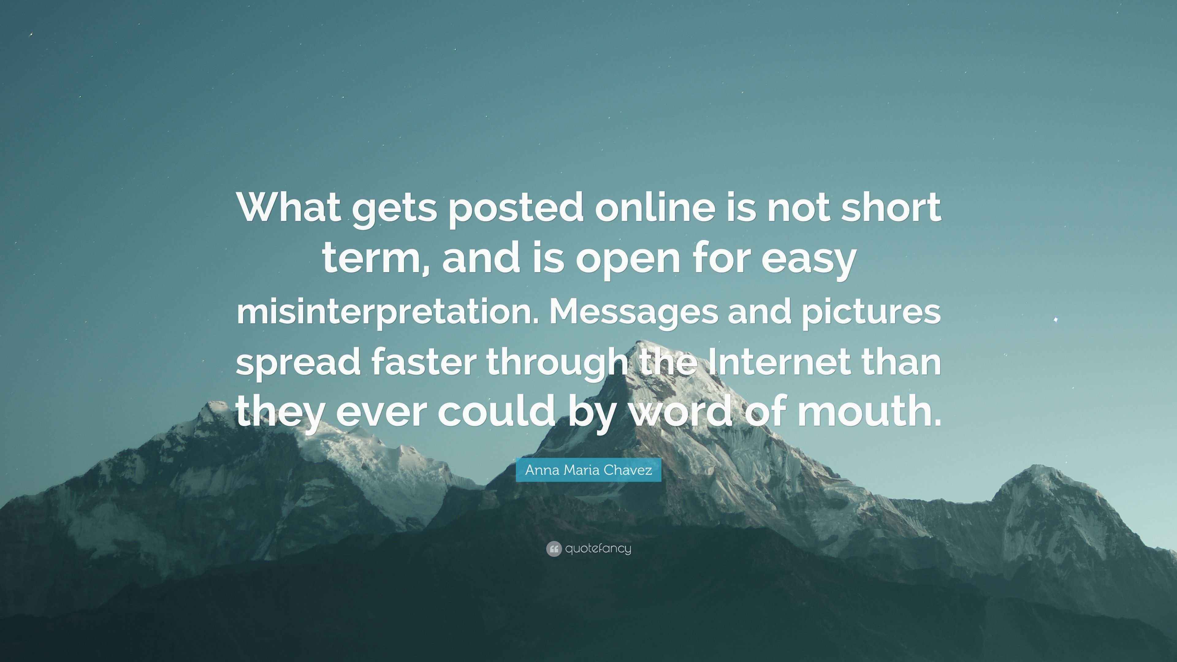 Anna Maria Chavez Quote: “What gets posted online is not short term ...