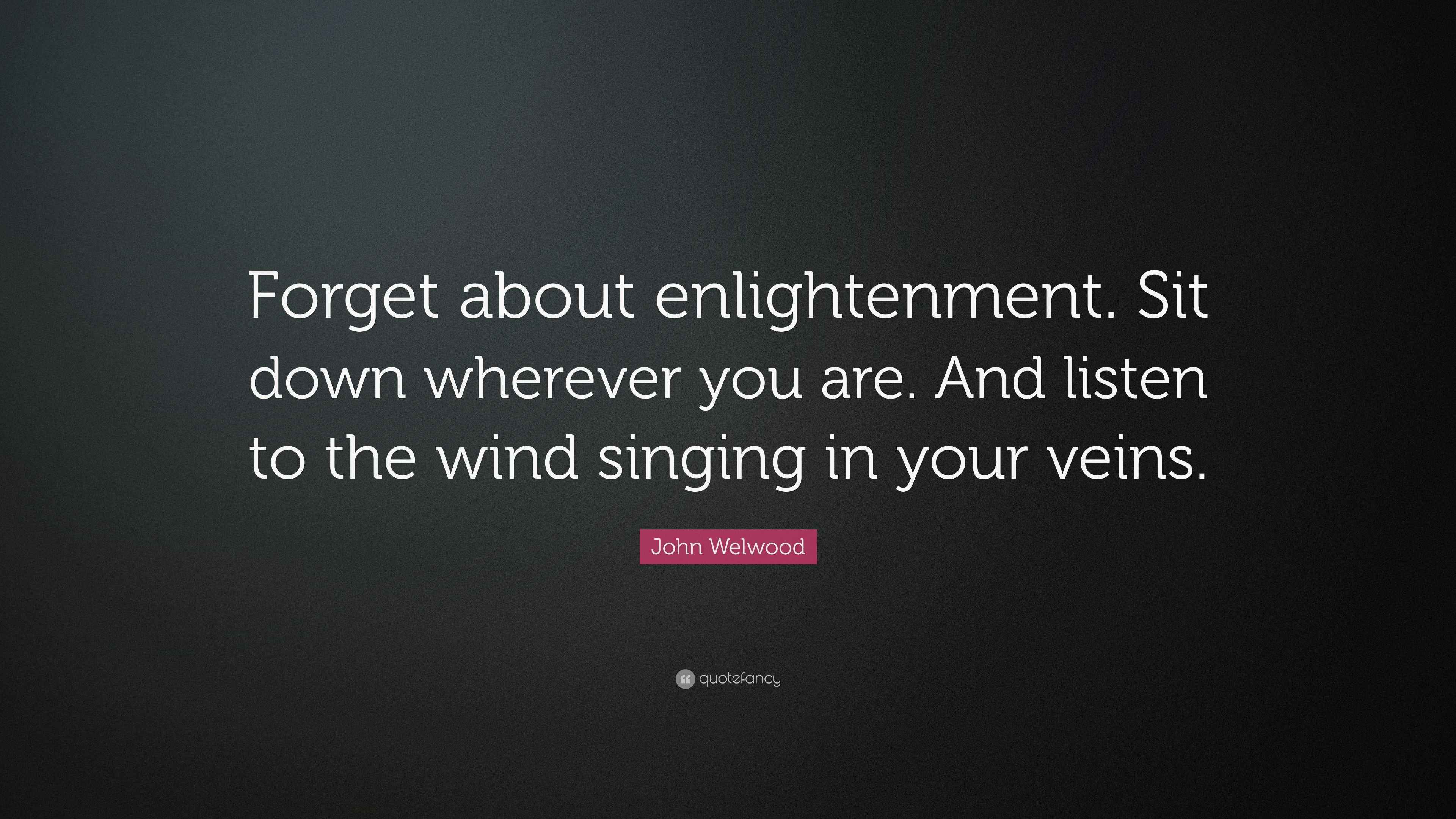 John Welwood Quote: “Forget about enlightenment. Sit down wherever you ...