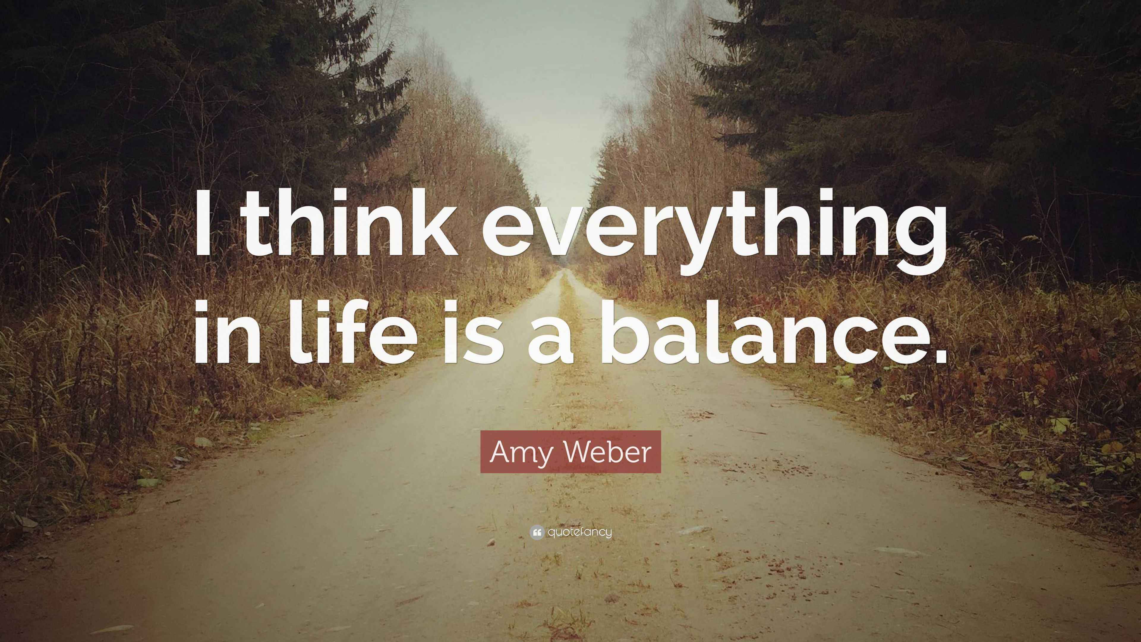 Amy Weber Quote: “I think everything in life is a balance.”
