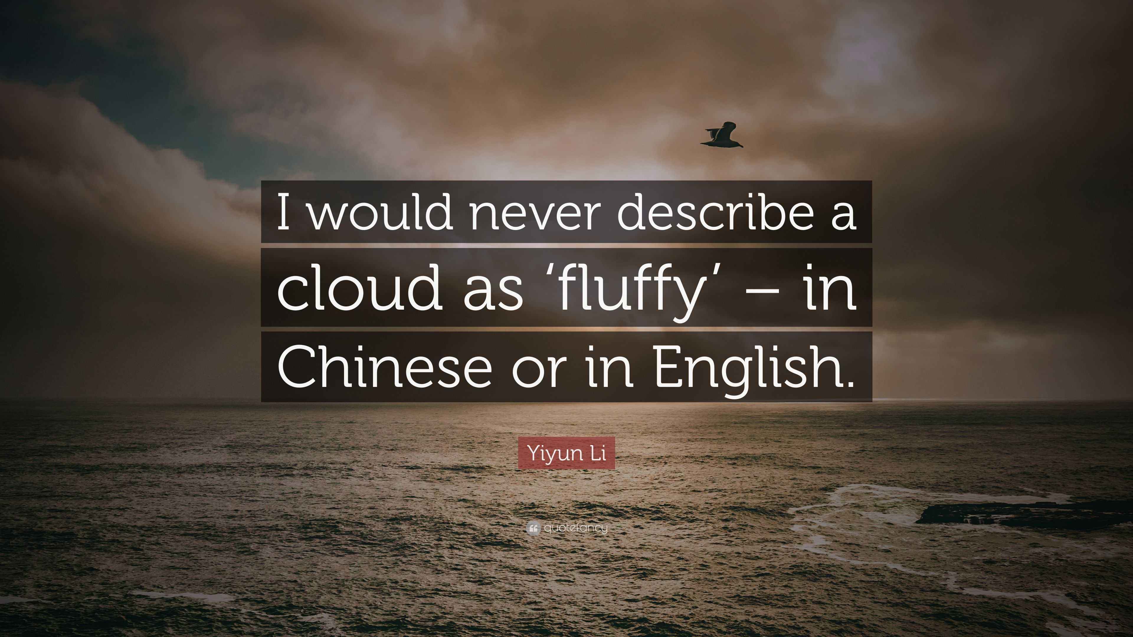 Yiyun Li Quote: “I would never describe a cloud as ‘fluffy’ – in ...