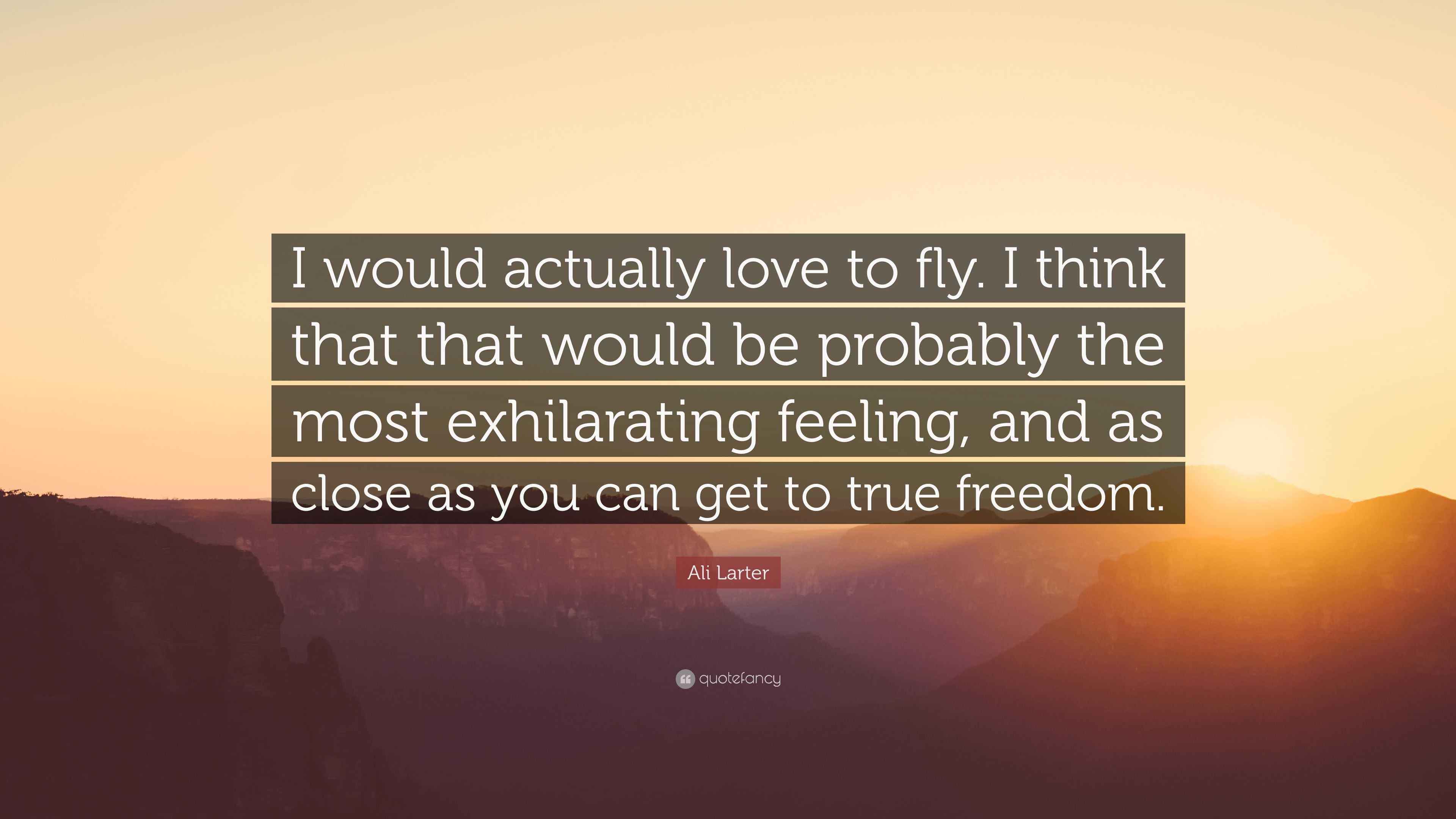 Ali Larter Quote: “I would actually love to fly. I think that that ...