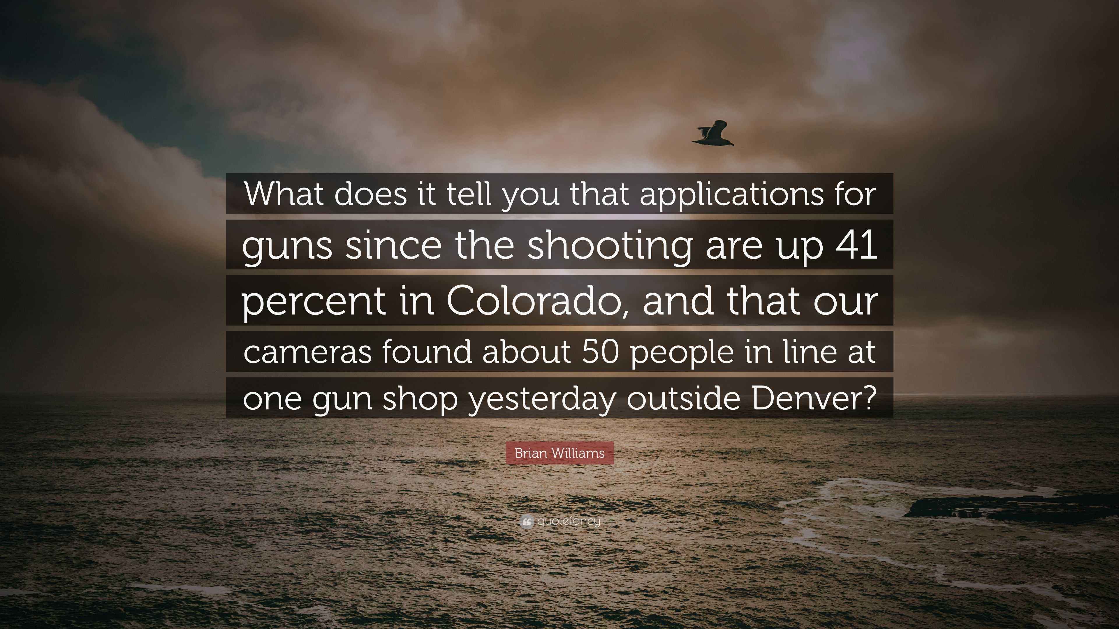 Brian Williams Quote: “What does it tell you that applications for guns ...
