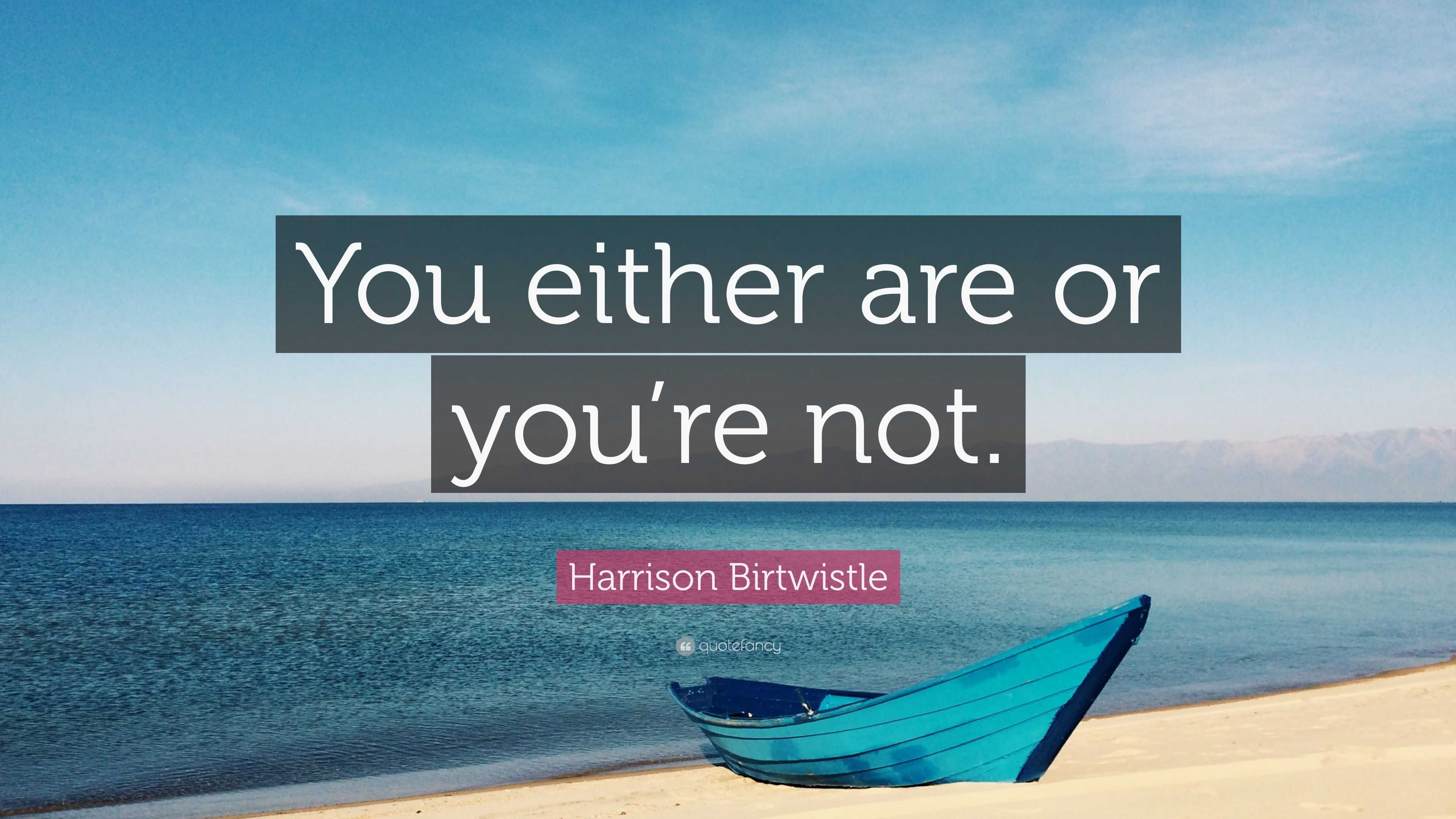 Harrison Birtwistle Quote: “You either are or you’re not.”