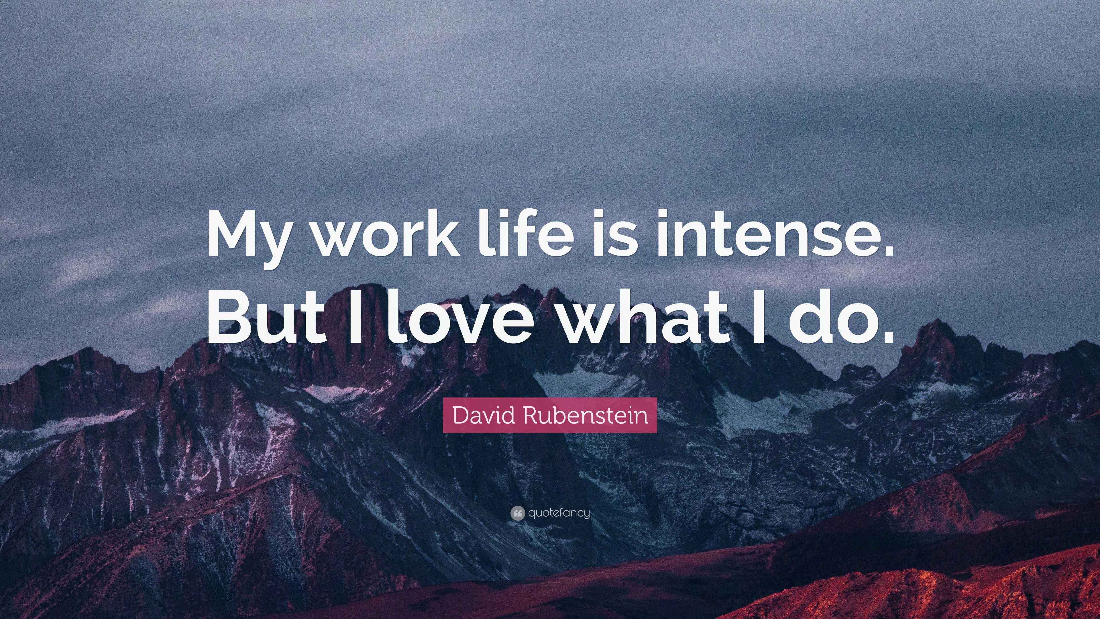 David Rubenstein Quote: “My work life is intense. But I love what I do.”