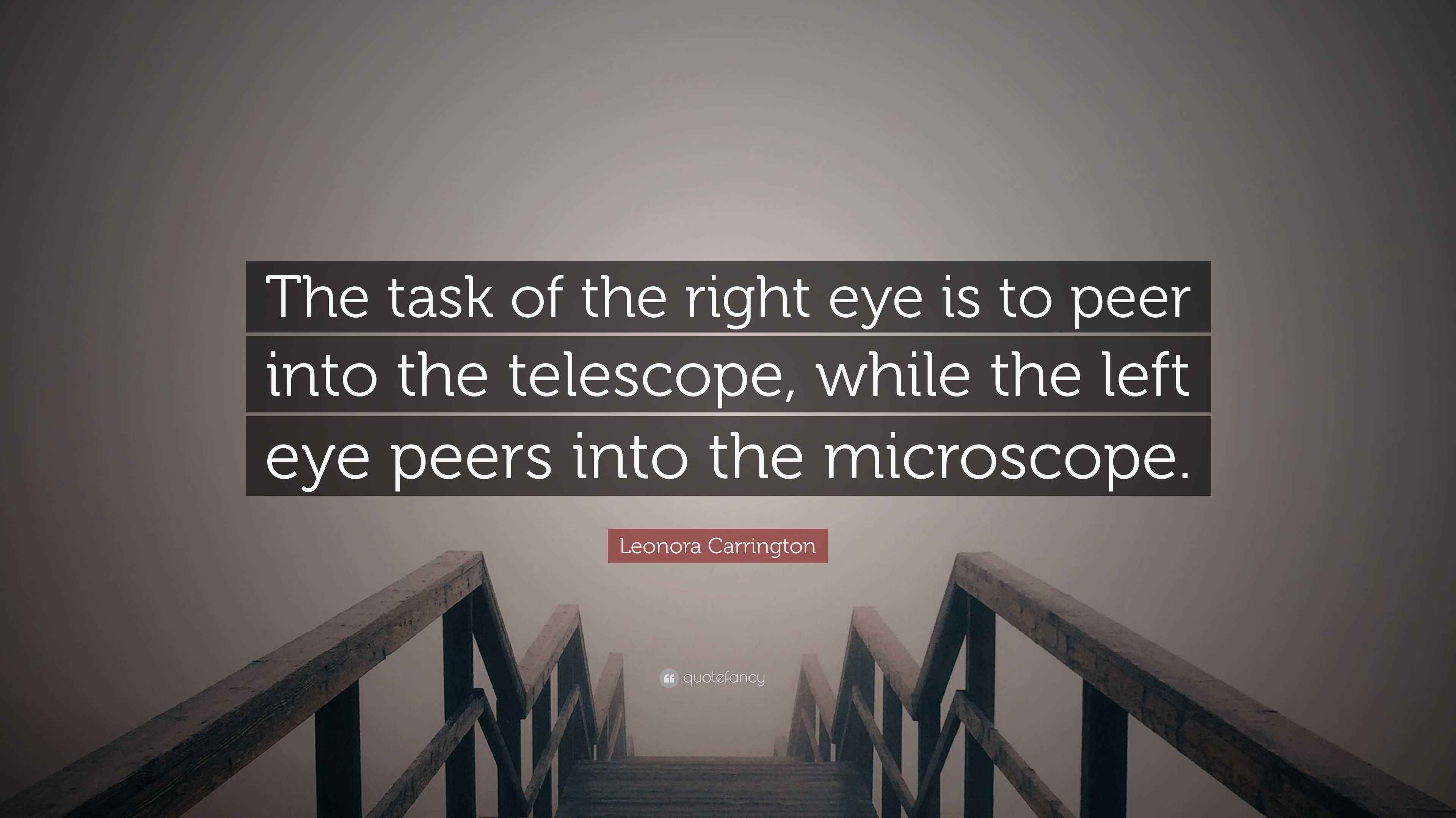 Leonora Carrington Quote: “The task of the right eye is to peer into ...