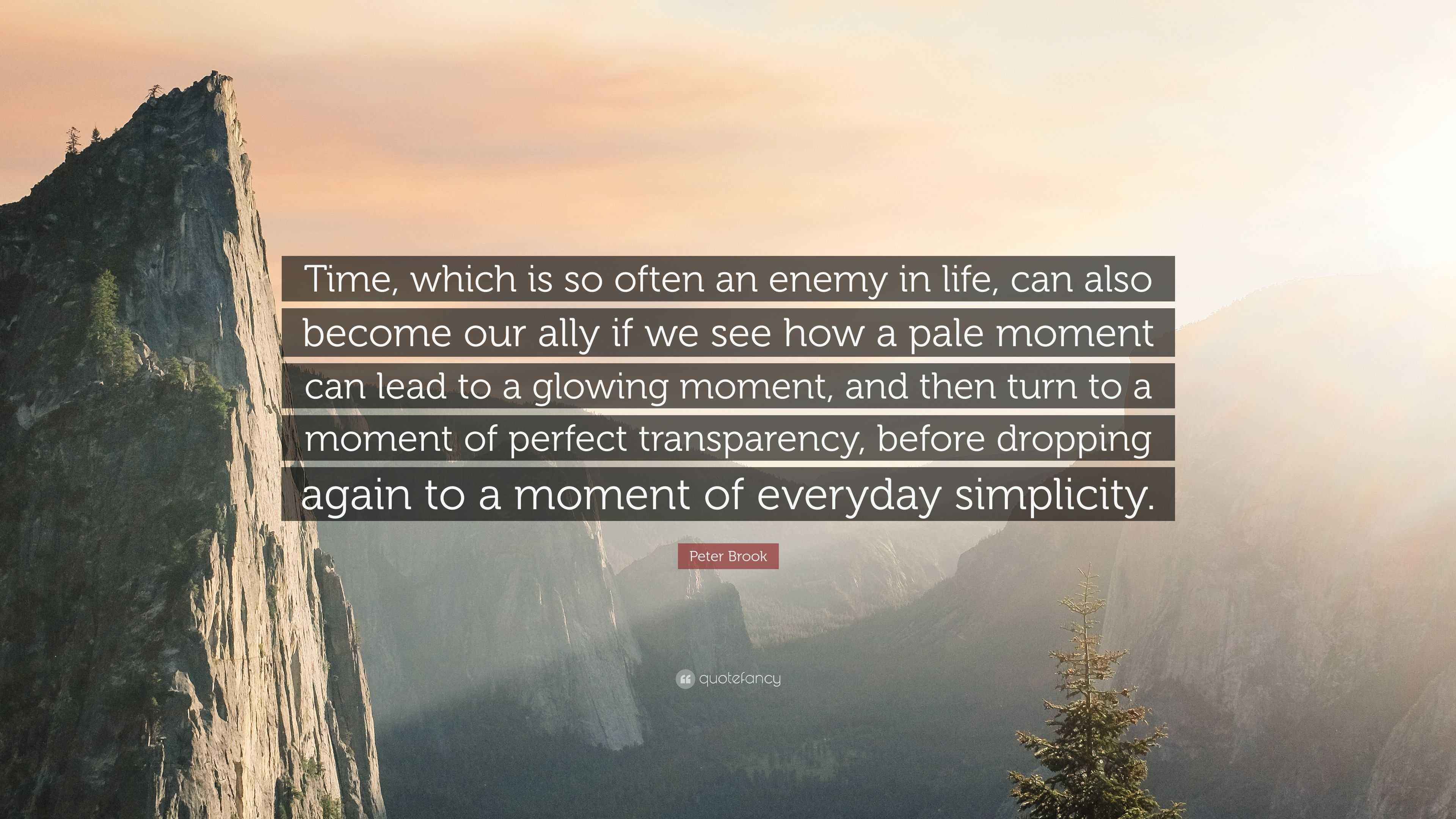 Peter Brook Quote: “Time, which is so often an enemy in life, can also ...