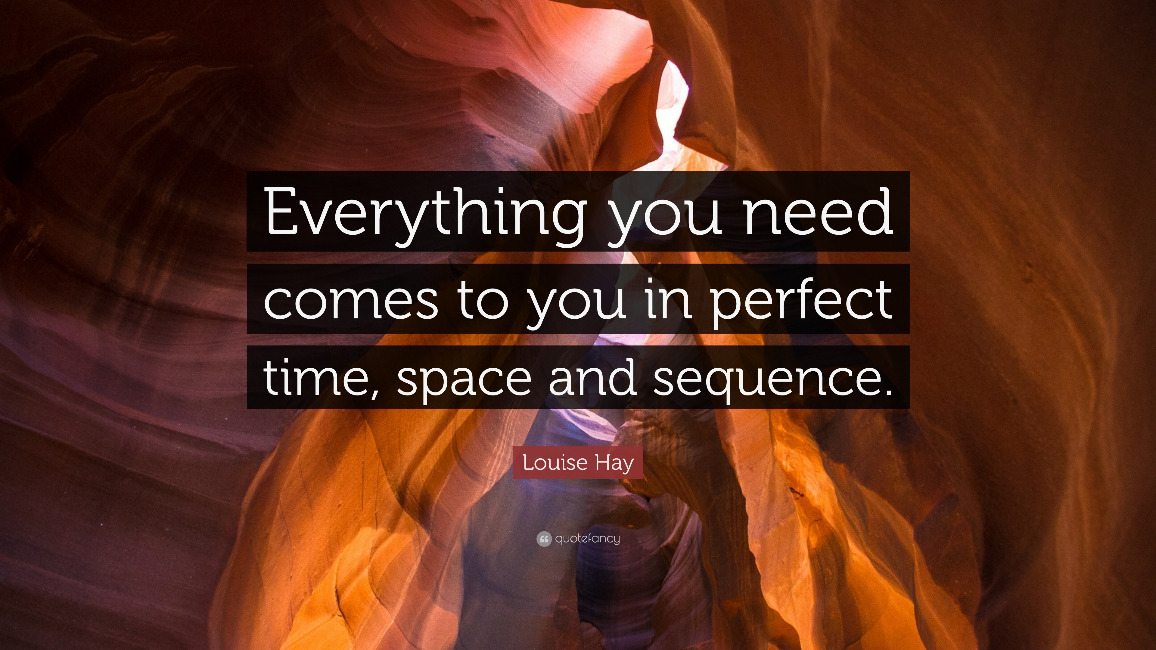 Louise Hay Quote: “Everything you need comes to you in perfect time ...