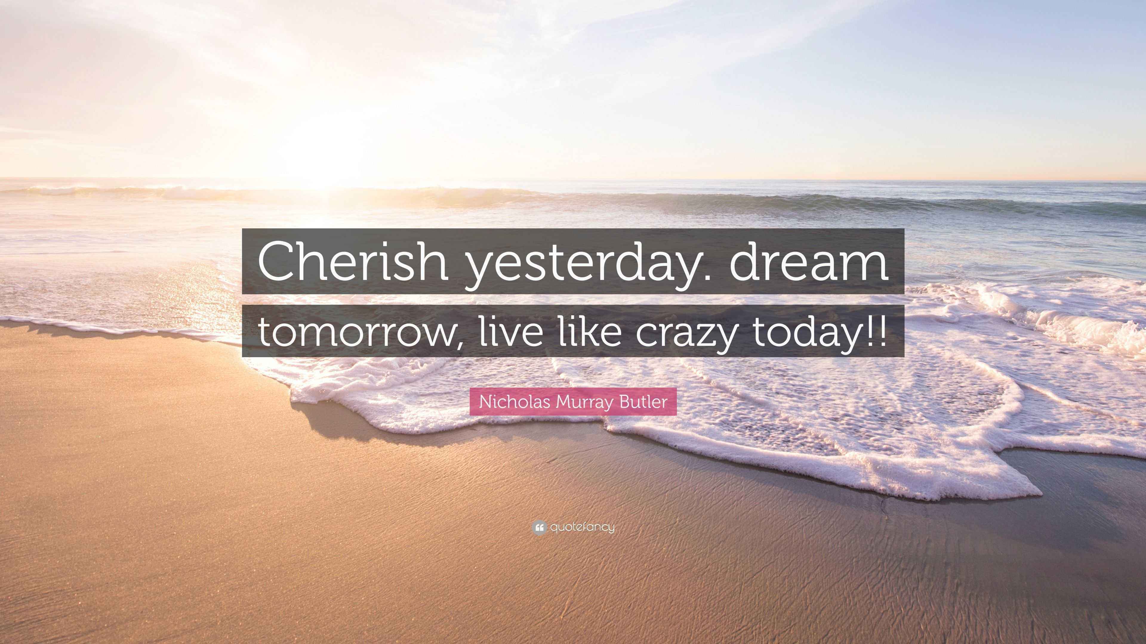 Nicholas Murray Butler Quote: “Cherish yesterday. dream tomorrow, live ...