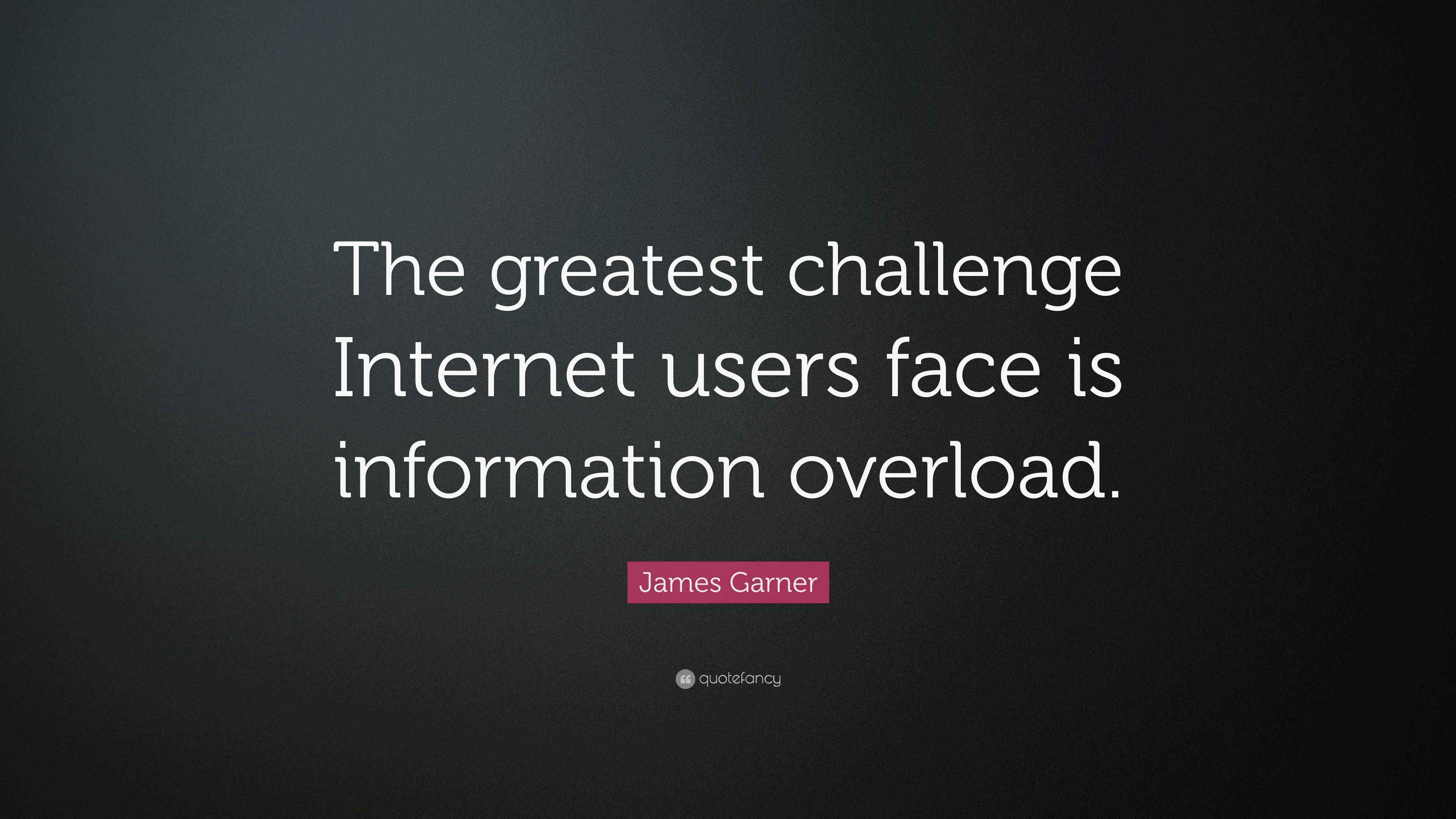 James Garner Quote: “The greatest challenge Internet users face is ...