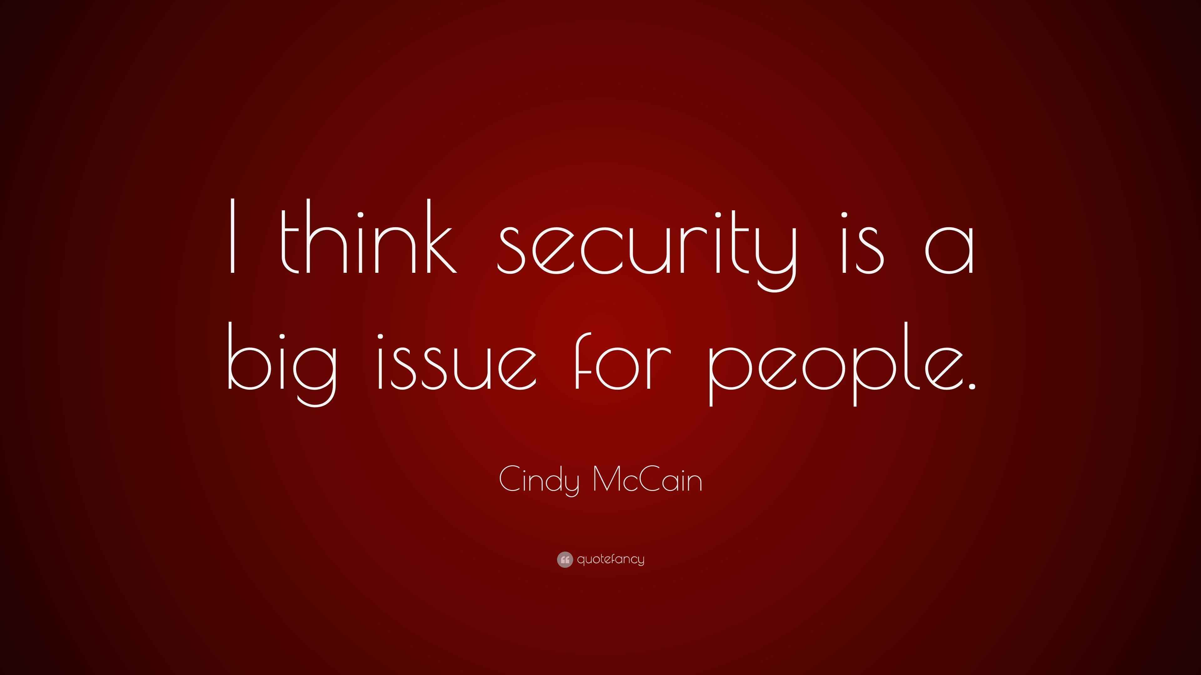 Cindy McCain Quote: “I think security is a big issue for people.”